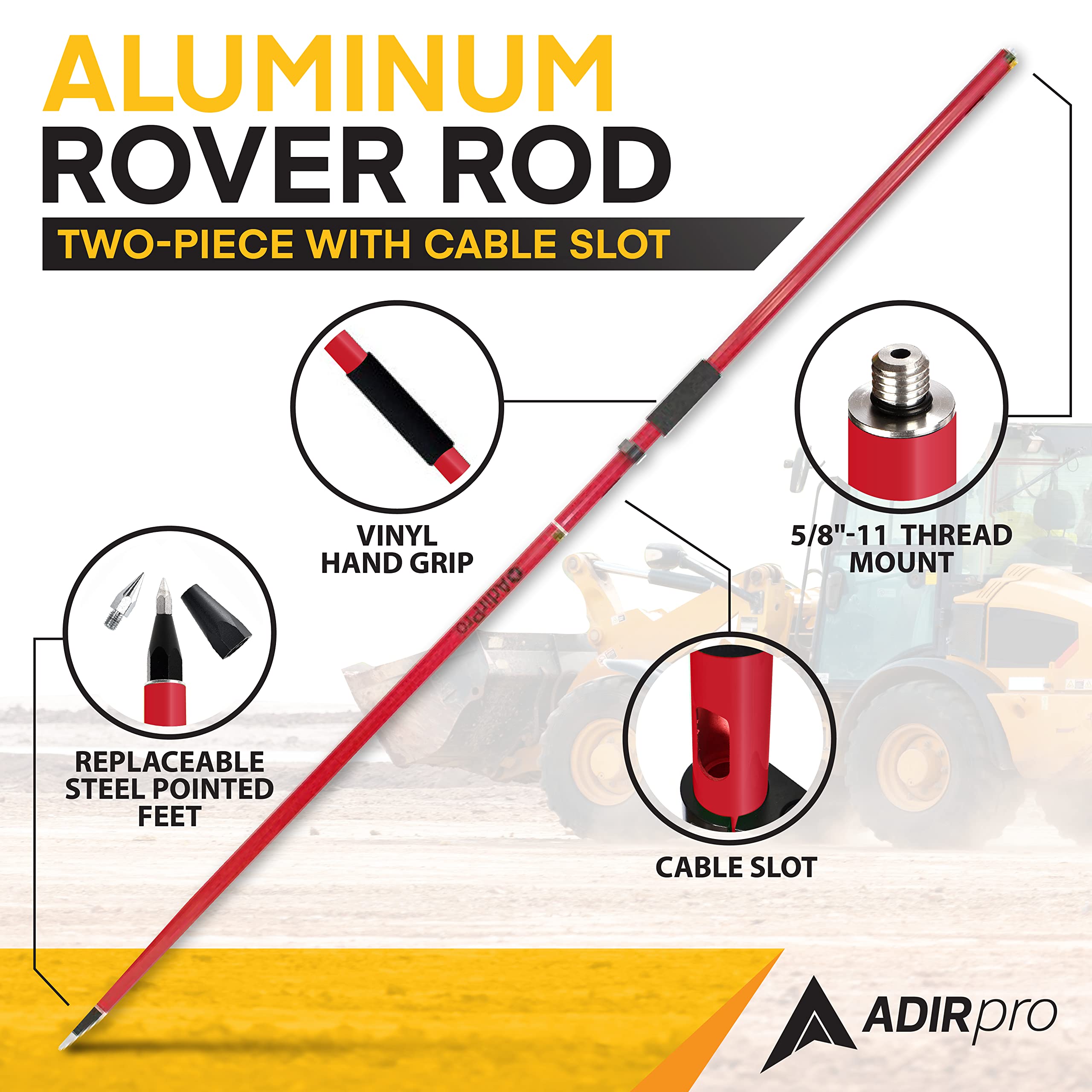 Snapklik.com : AdirPro Aluminum GPS Rover Rod 2m 2-Piece Design GPS ...