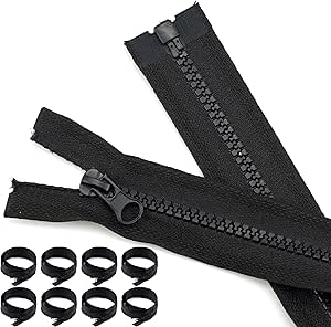 Amazon.com: 8 Pieces #5 24 Inch Separating Jacket Zippers Bulk Black Zipper Replacement Two-Way ...