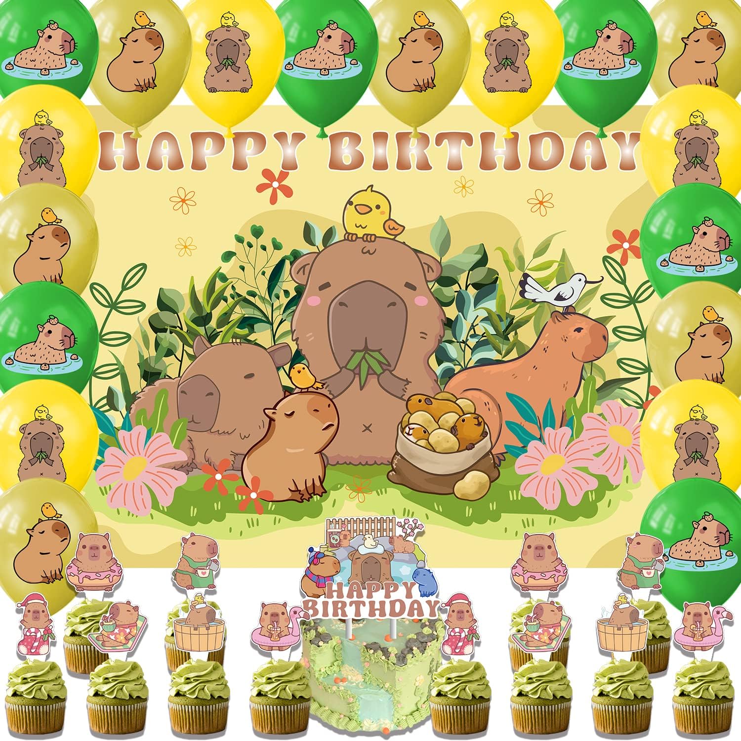 Amazon.com: Capybara Birthday Decorations For Kids - Party Supplies For ...