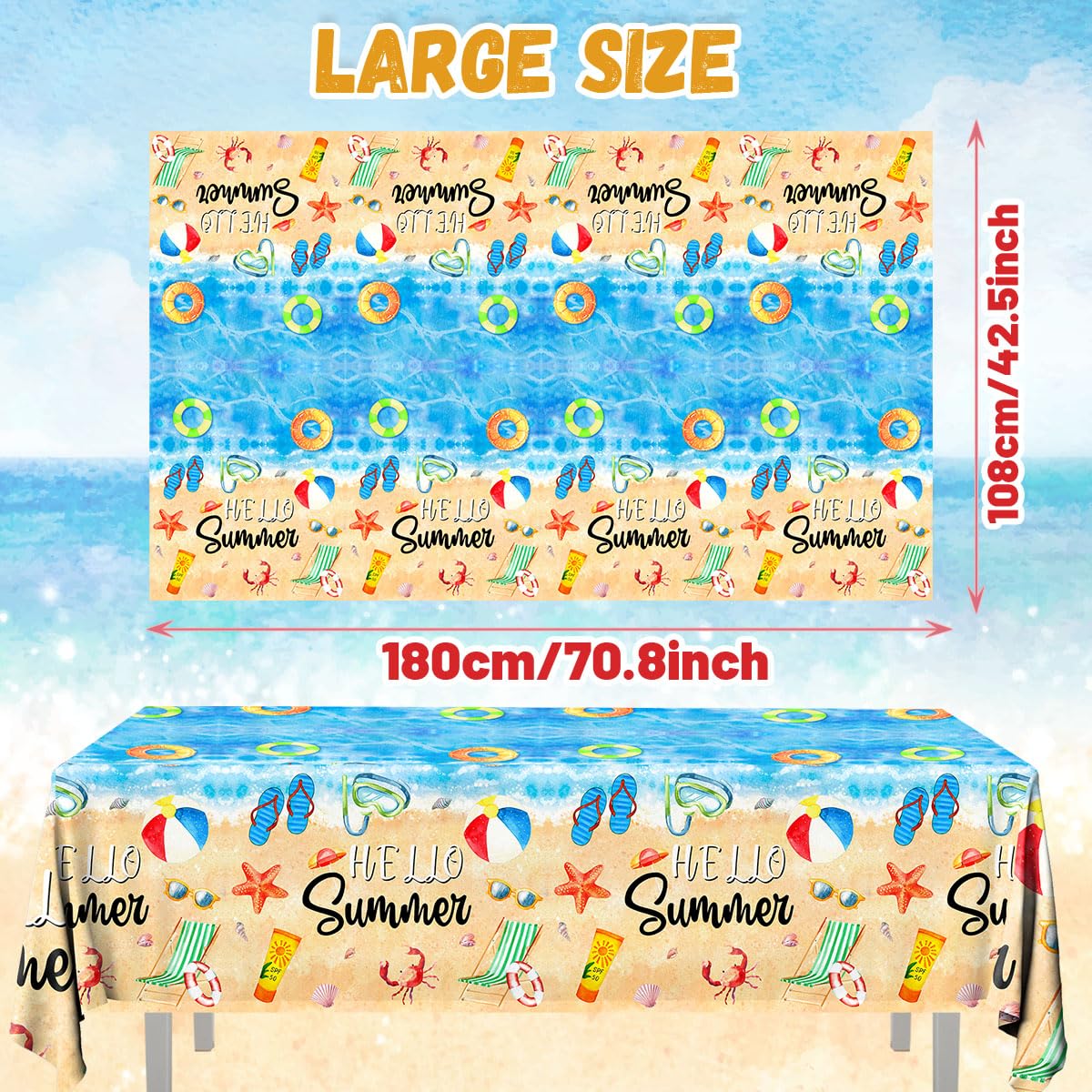 Snapklik.com : Hello Summer Tablecloths Hawaiian Beach Party Table ...