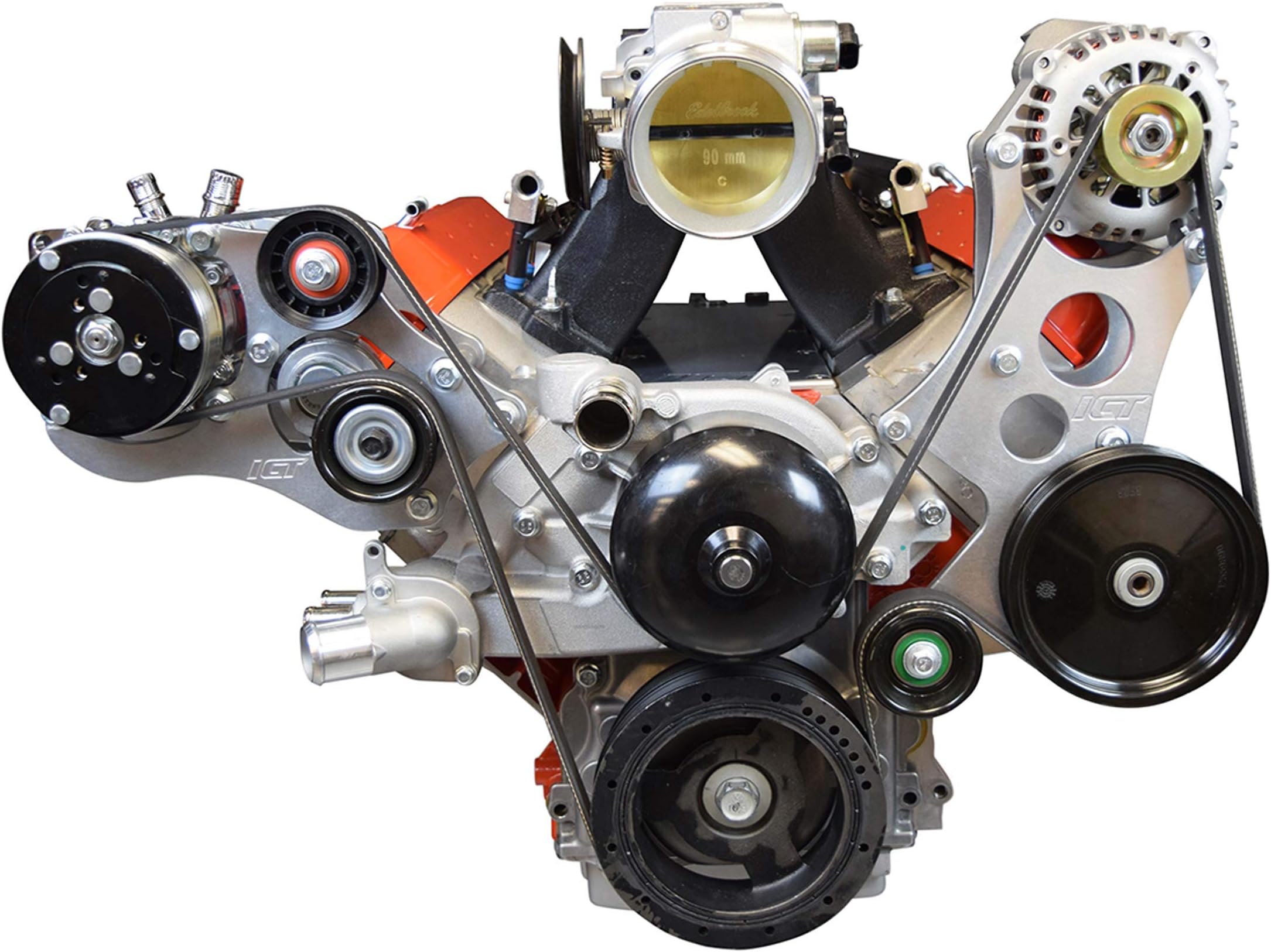 Amazon.com: ICT Billet LS High Mount Alternator & Power Steering Pump ...