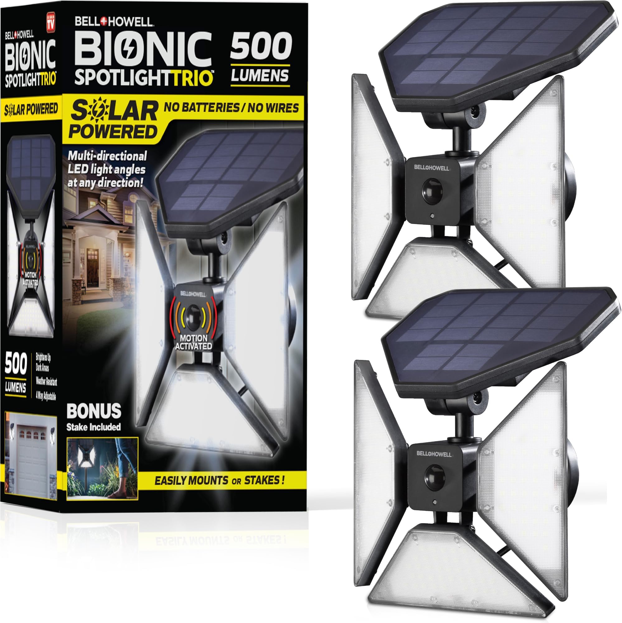 Bell+Howell Bionic Floodlight with Motion Sensing - Solar Outdoor ...