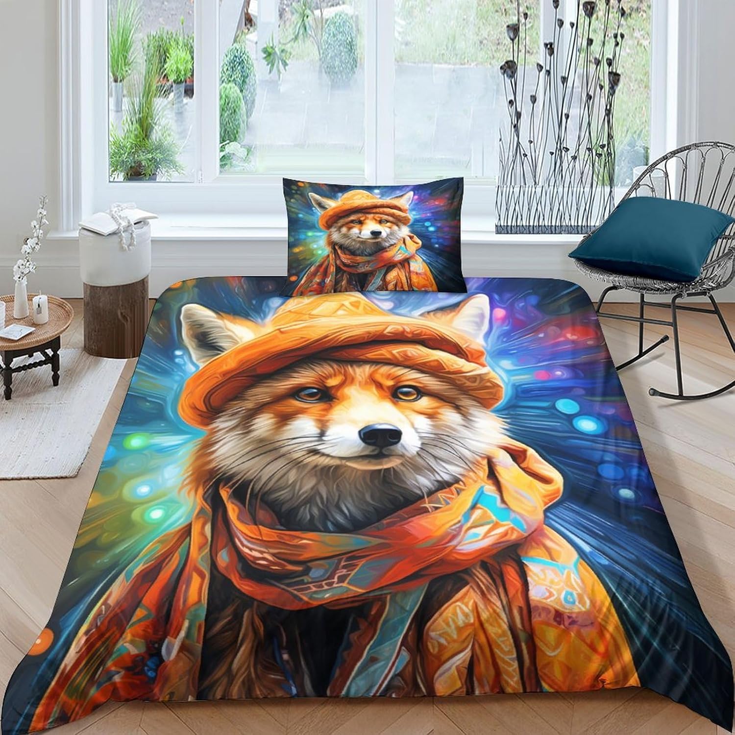 Fox Bedding Set 3D Printed Duvet Cover Set with Zipper Closure Soft ...