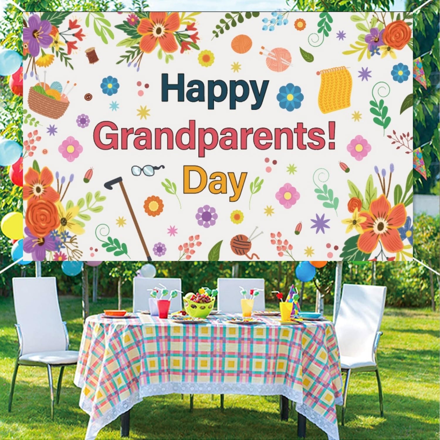 Amazon.com: LOONELO Happy Grandparents Day Backdrop, Love Grandma and ...