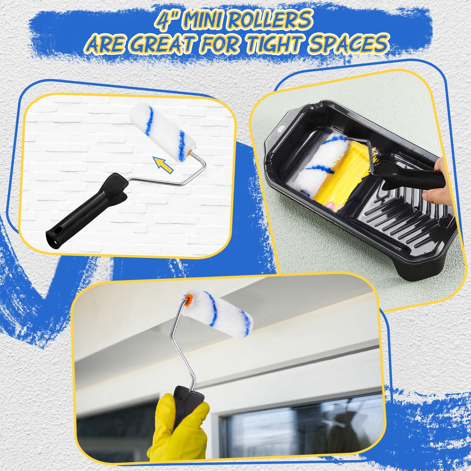 35 Pcs Large Paint Roller Kit 1-5 ft Steel Extension Pole 6 Pcs 18 ...