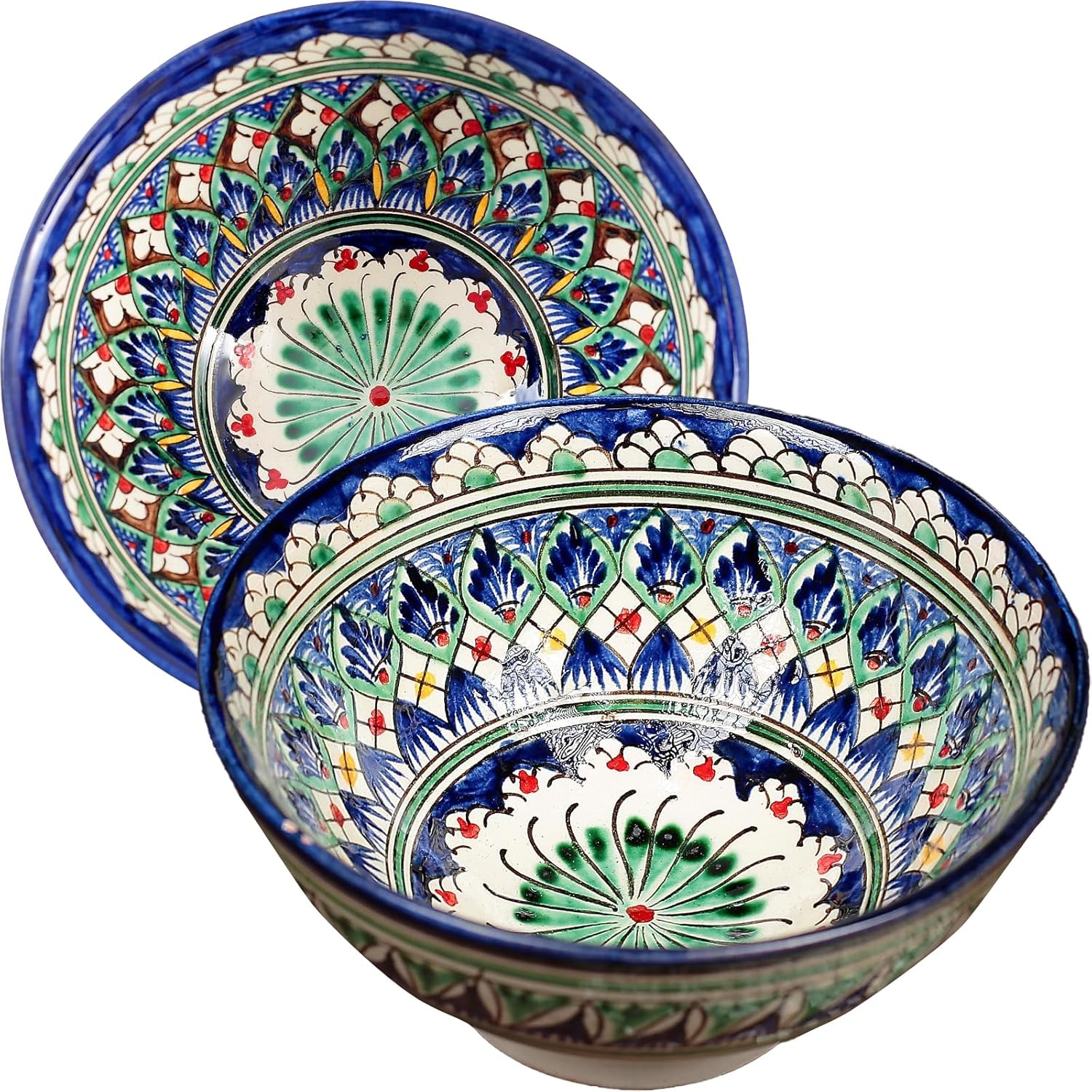 Amazon.com: Set of 2 Ceramic Bowls Handcrafted Uzbek Patterns 6-Inch ...