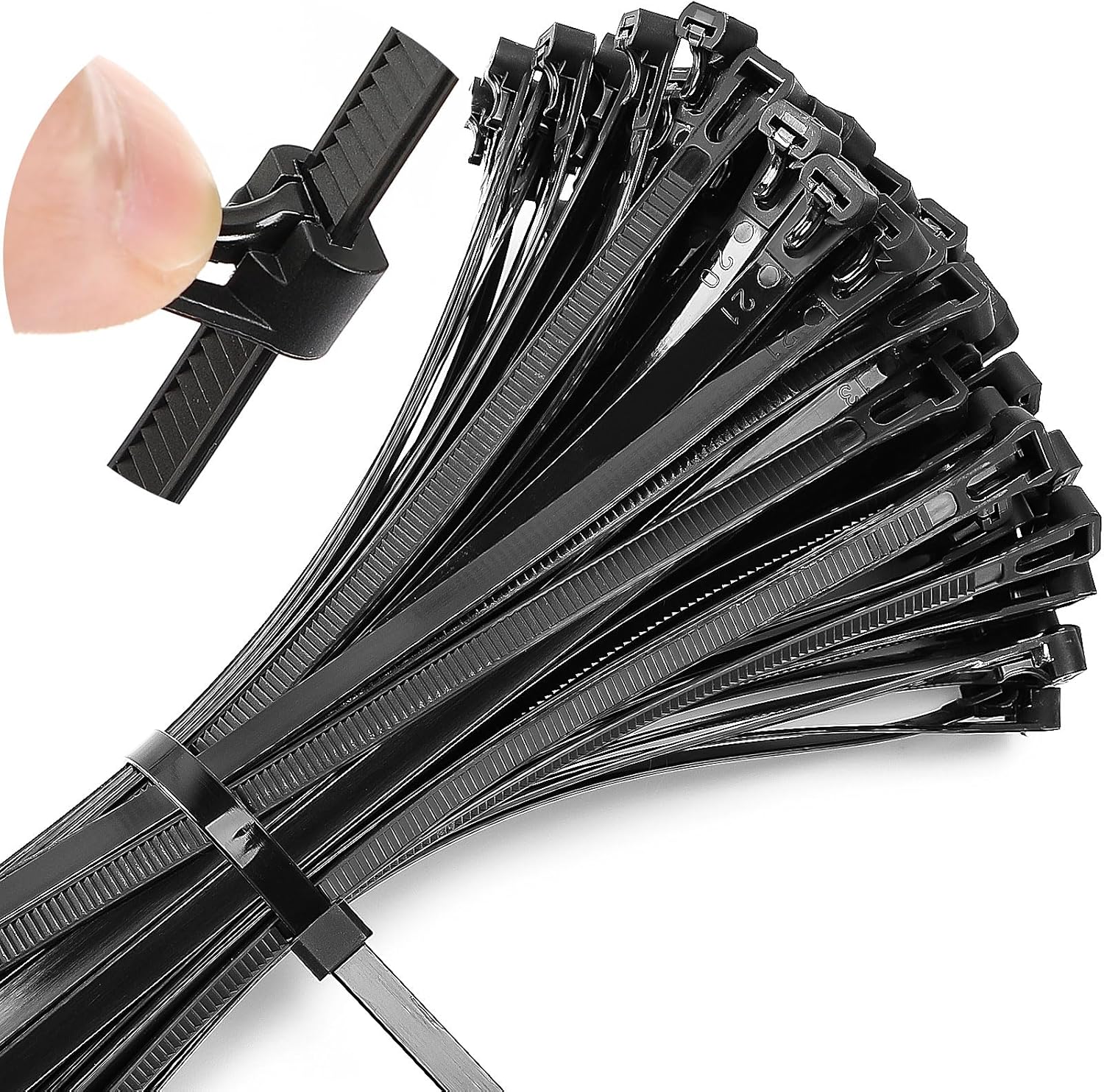 UPINS Schwarz Kabelbinder Set, 120 Stück Wiederverschließbar ...