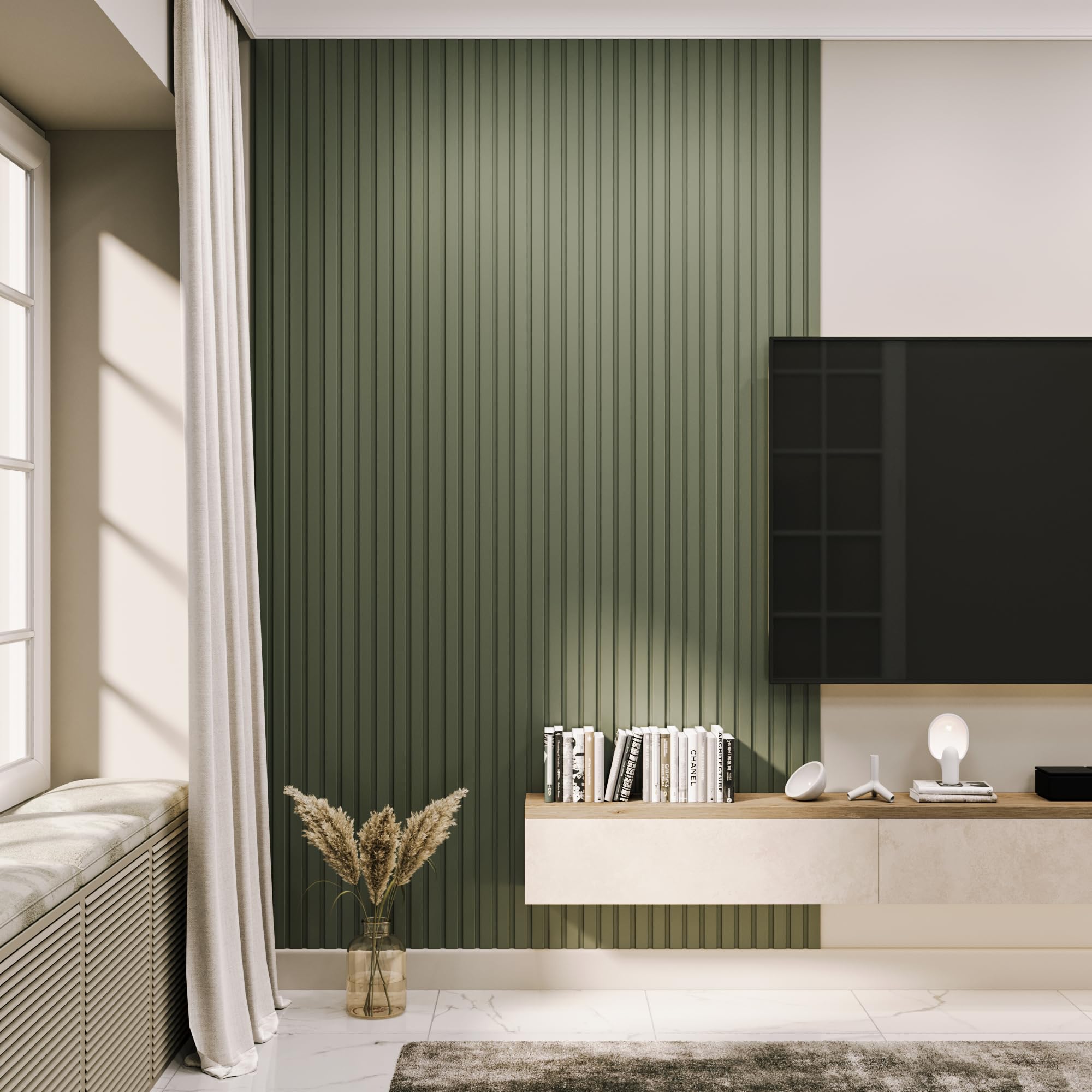 Slat Wall Paneling Kit 4x43 in, Wainscoting Panels Pack of 12, Accent ...