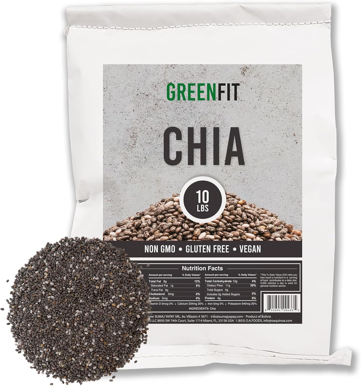 Amazon.com : Premium Bulk Chia Seeds (10Lbs Bag) | A+ Grade Chia ...