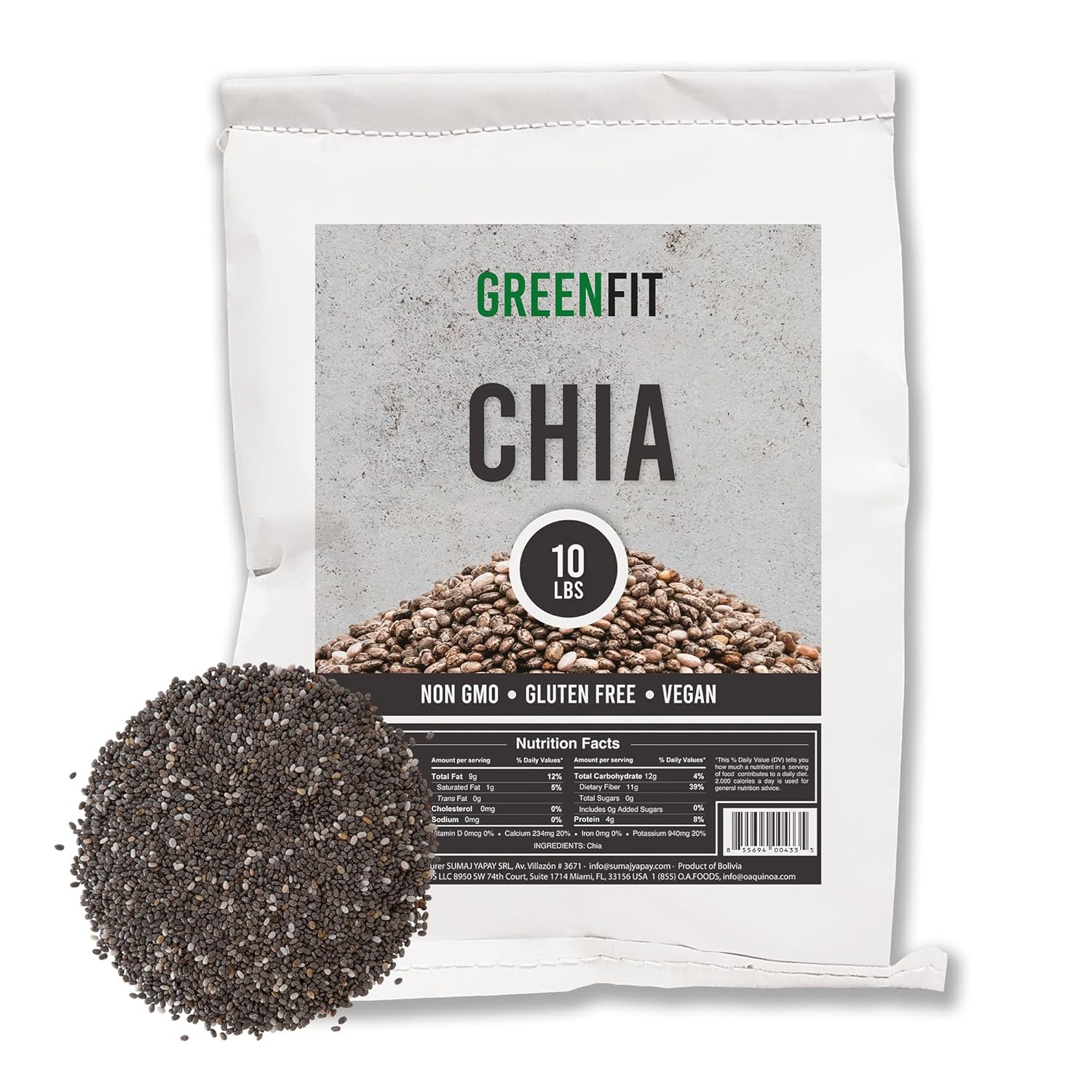Amazon.com : Premium Bulk Chia Seeds (10Lbs Bag) | A+ Grade Chia ...