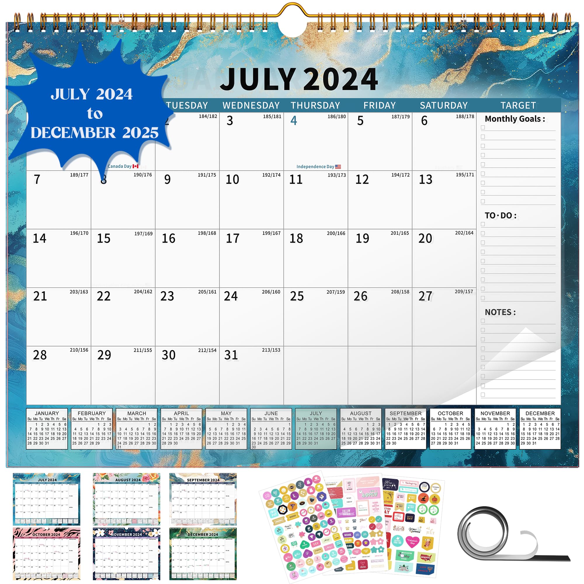 Snapklik.com : 2025 Calendar, Wall Calendar 18 Month Planner Hanging ...