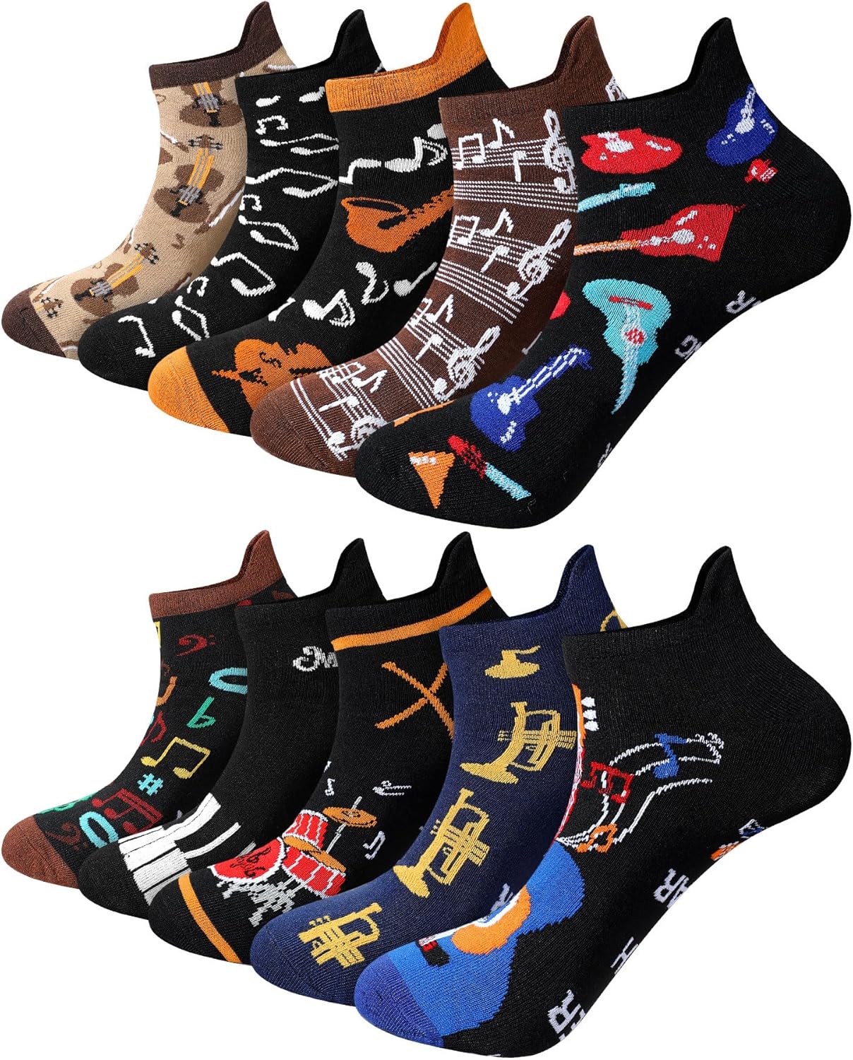 Amazon.com: Shyyween 10 Pairs Novelty Music Socks for Men Funny Cotton ...
