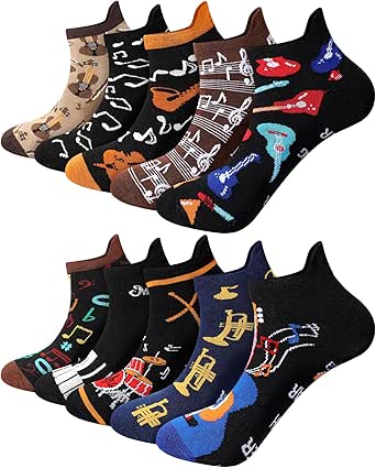 Amazon.com: Shyyween 10 Pairs Novelty Music Socks for Men Funny Cotton ...