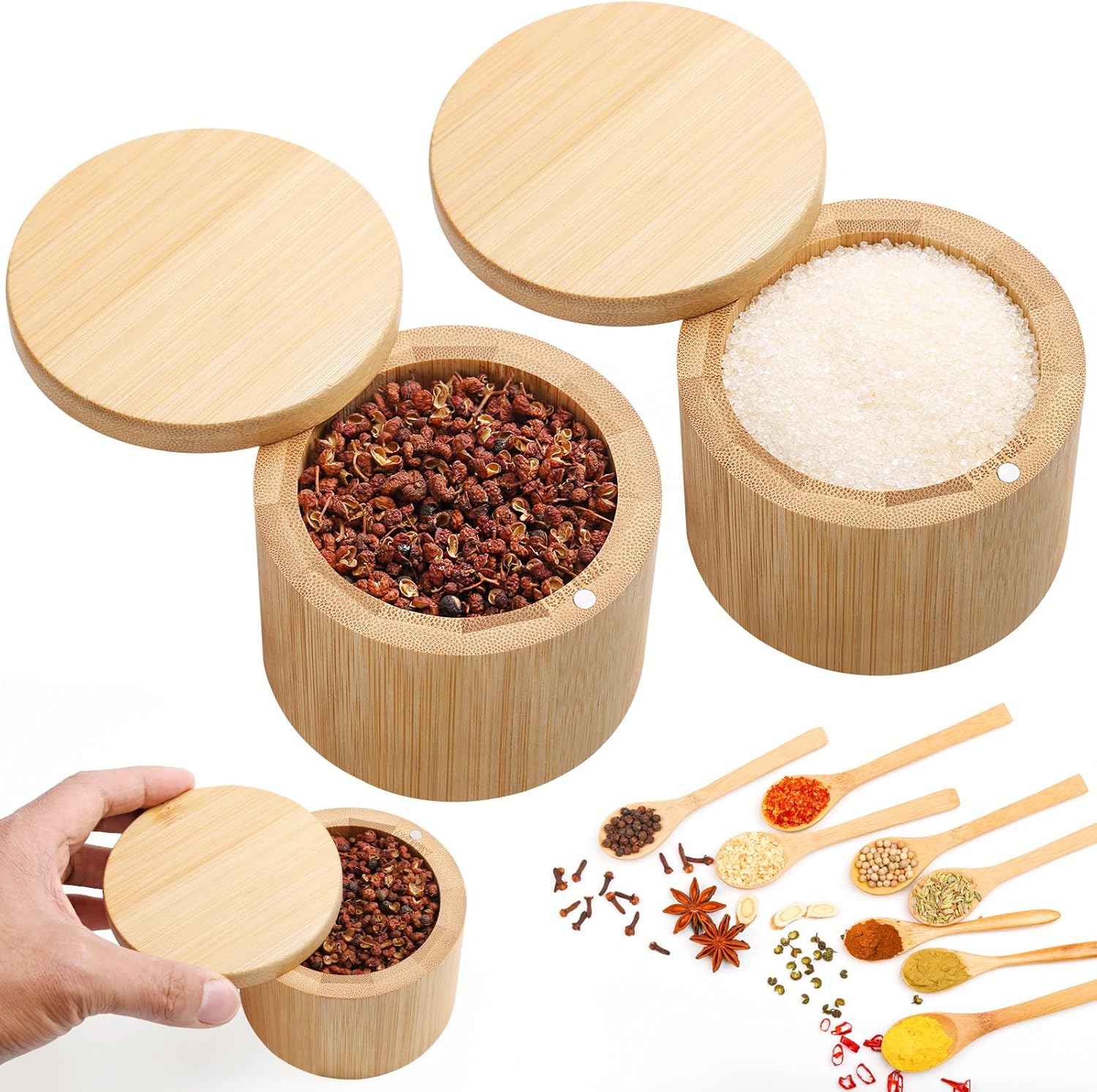 Amazon.com: 2pcs 6 Oz Salt Cellar Spice Box With Magnetic Swivel Lid ...