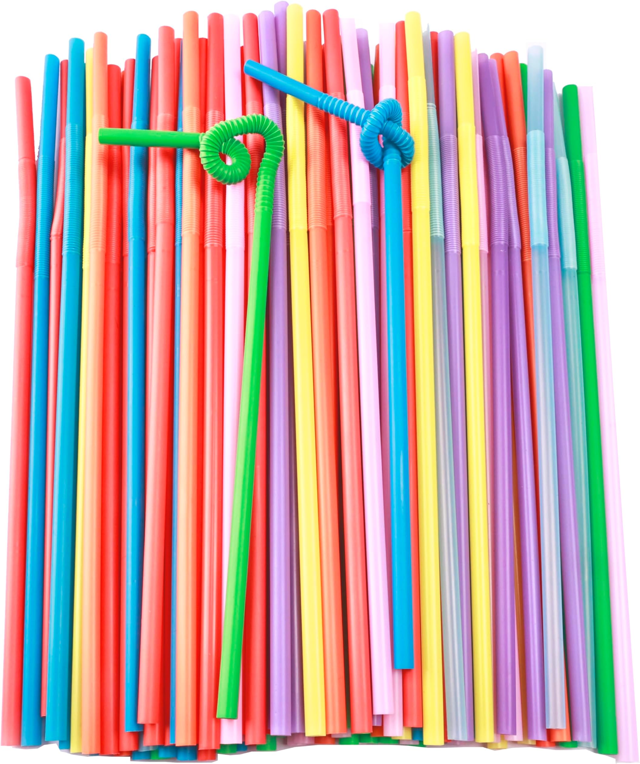 Amazon.com: 150 Pcs Colorful Plastic Long Flexible Straws - 0.23 ...