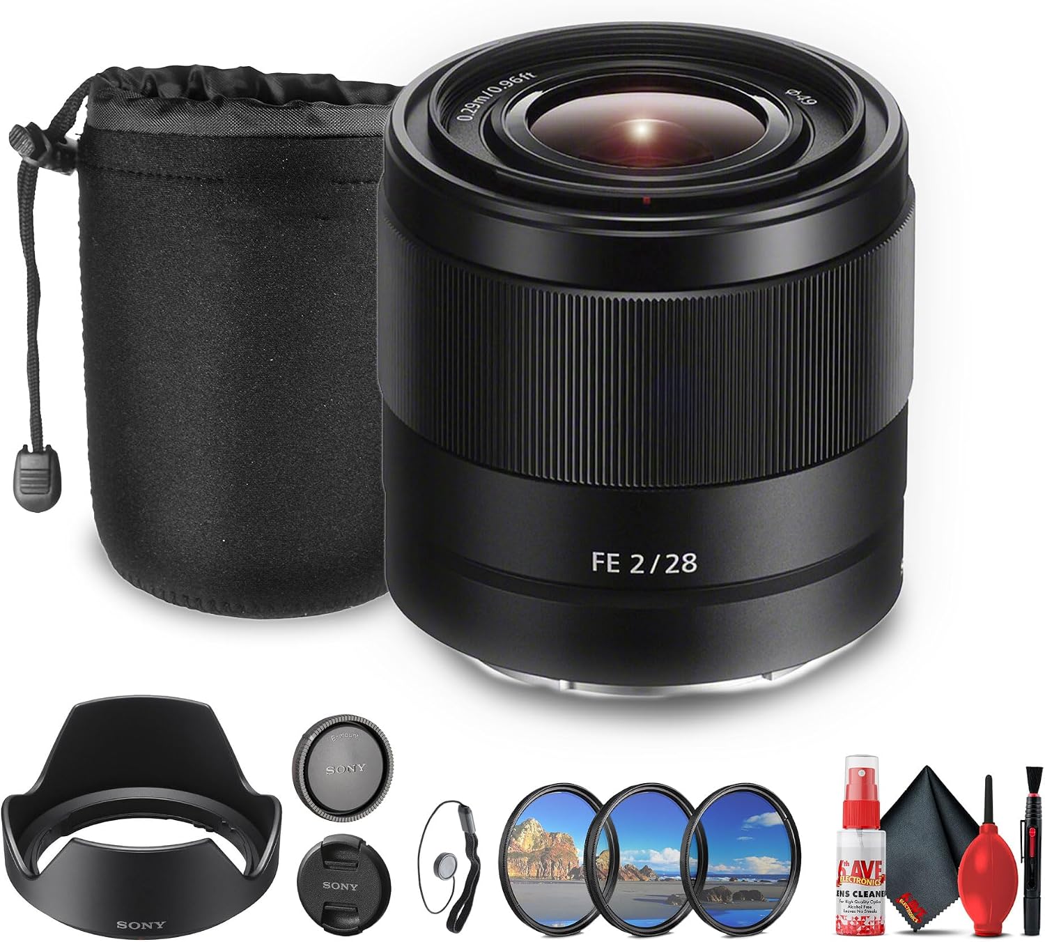 Amazon.com : Sony FE 28mm f/2 Lens (SEL28F20) + Filter Kit + Lens Pouch ...