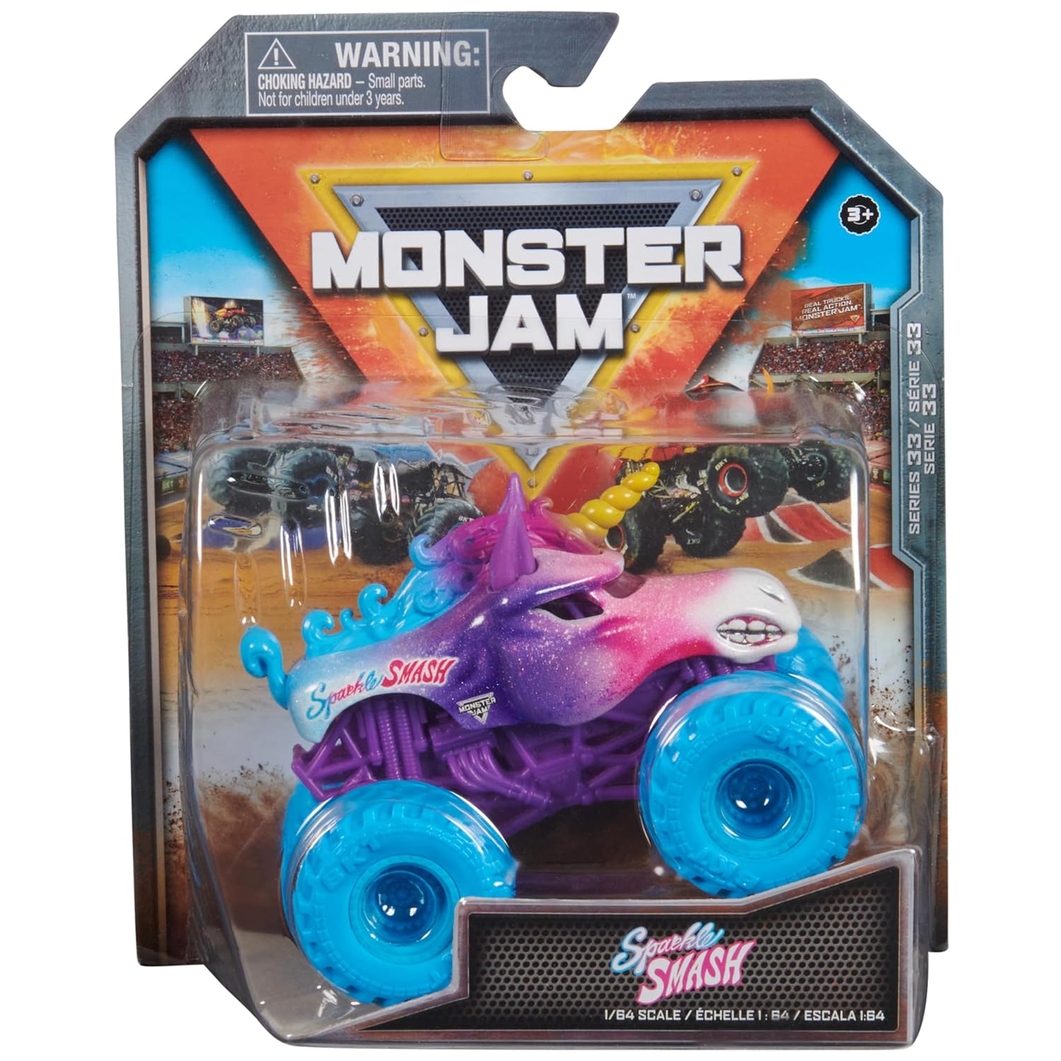 Monster Jam, Official Sparkle Smash Monster Truck, Die-Cast Vehicle, 1: ...