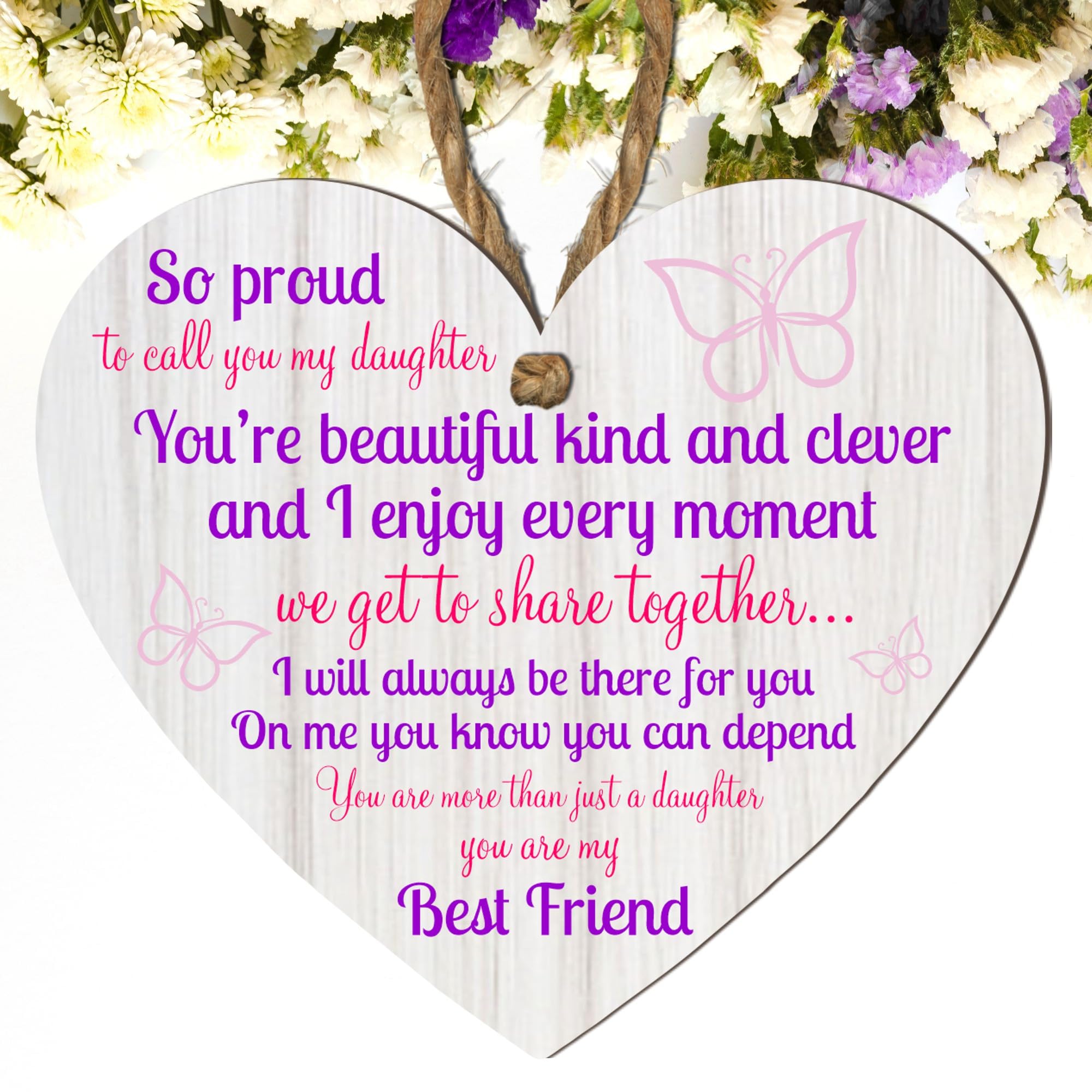 Pixie's Gifts Heartfelt Daughter Gift - Beautiful Wooden Heart Plaque ...