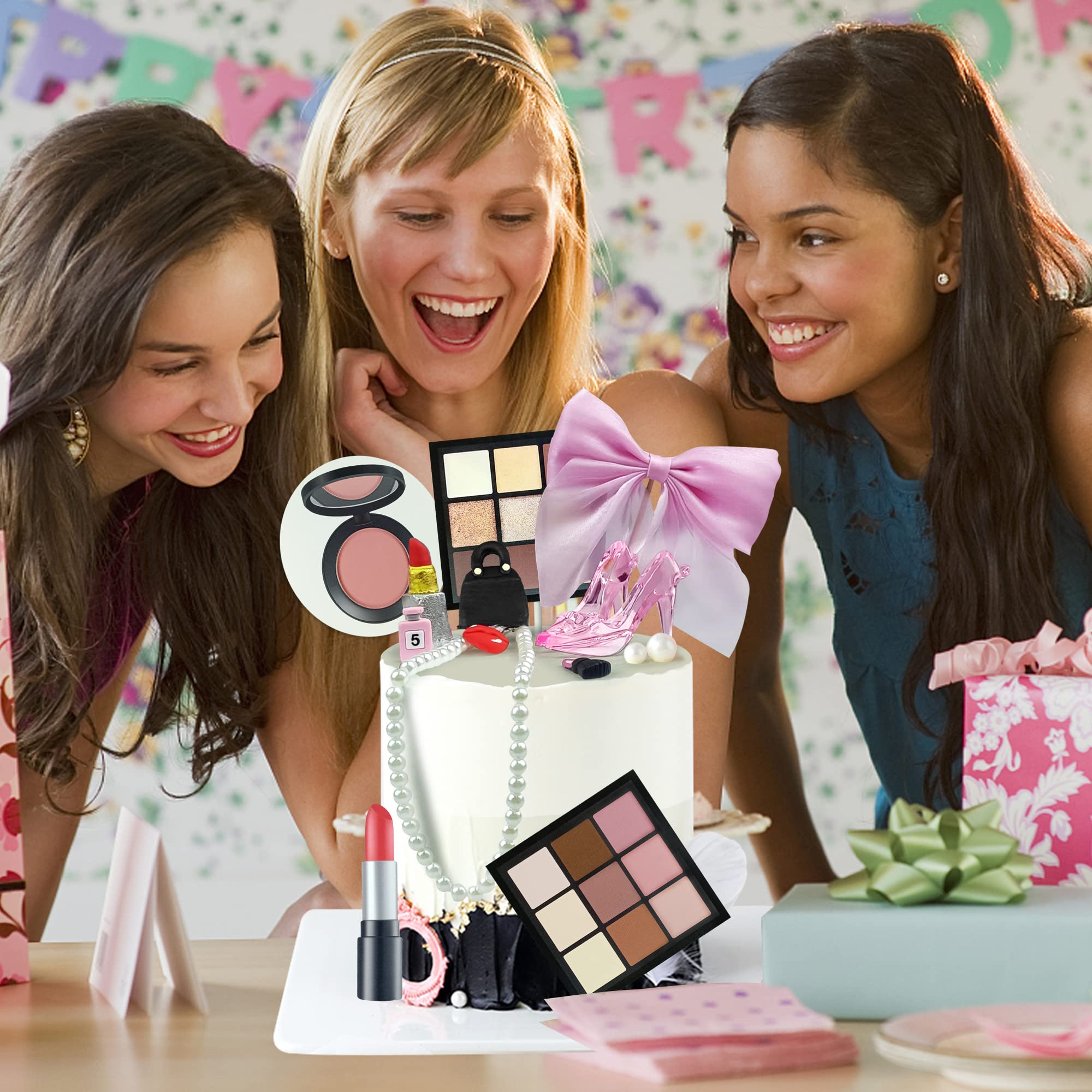 Snapklik.com : 15PCS Makeup Cake Toppers Cosmetics Theme Decorations ...