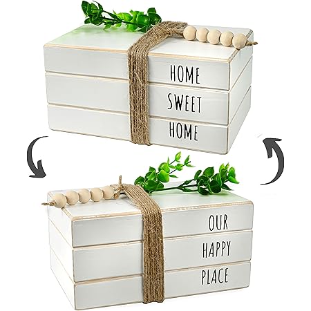 Amazon.com: Decorative White Books,Farmhouse Stacked Books,Hardcover ...