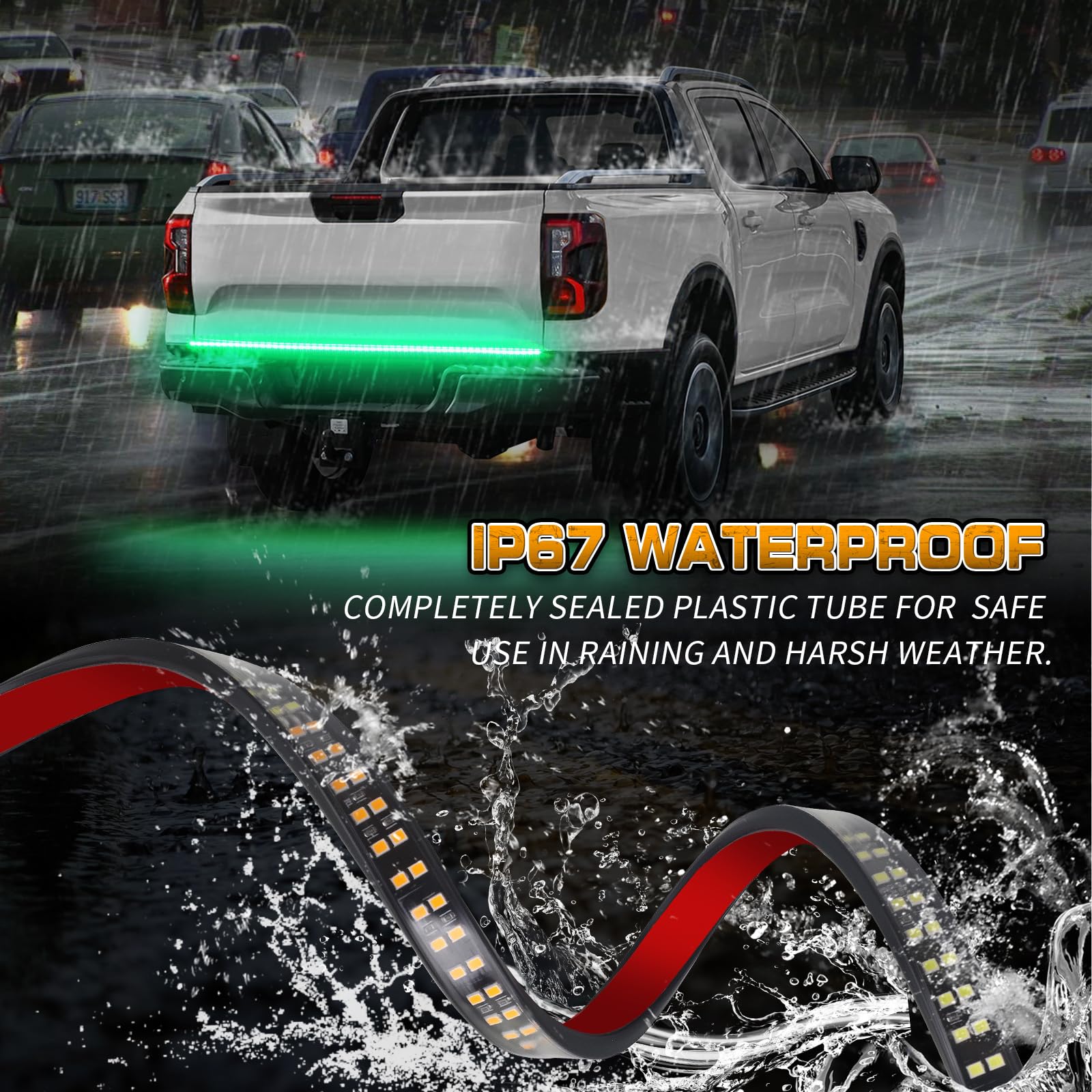 Snapklik.com : 48 Inch Truck Green Tailgate Emergency Lights Strip Rear ...