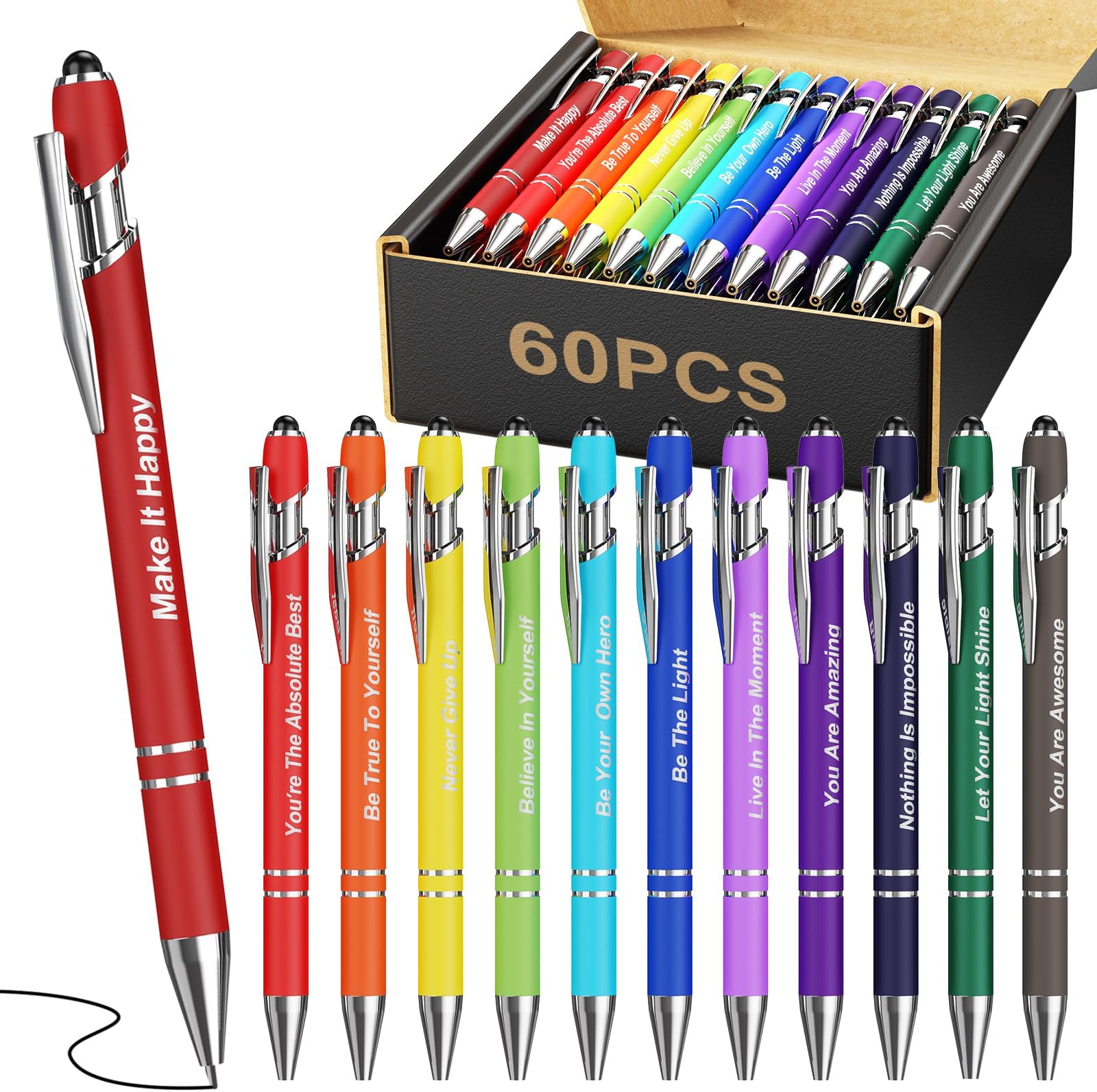 Amazon.com : 50 Inspirational Pens, Pens Bulk, Ballpoint Pens with ...