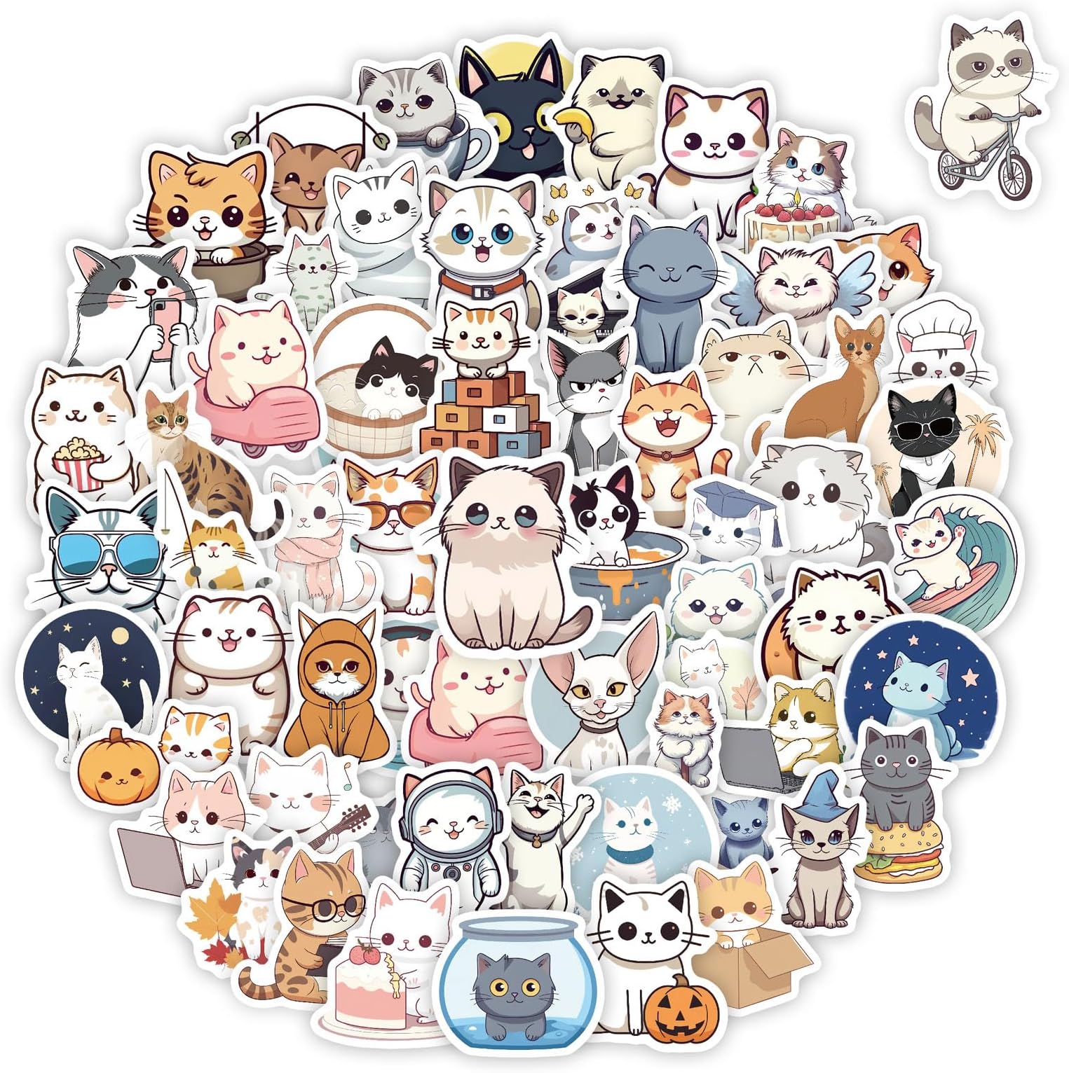 Amazon.com: 100 Pcs Cute Cat Stickers for Water Bottles| Gifts for Kids ...