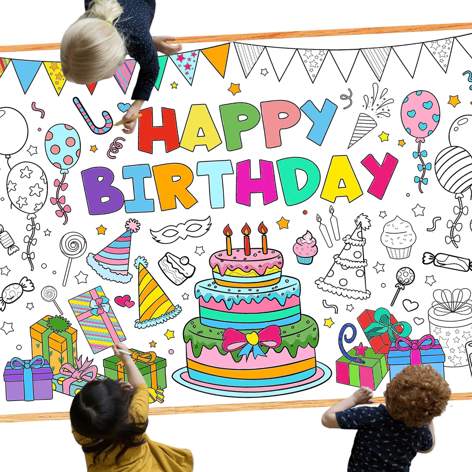 Snapklik.com : Happy Birthday Coloring Poster, Giant Coloring Poster ...