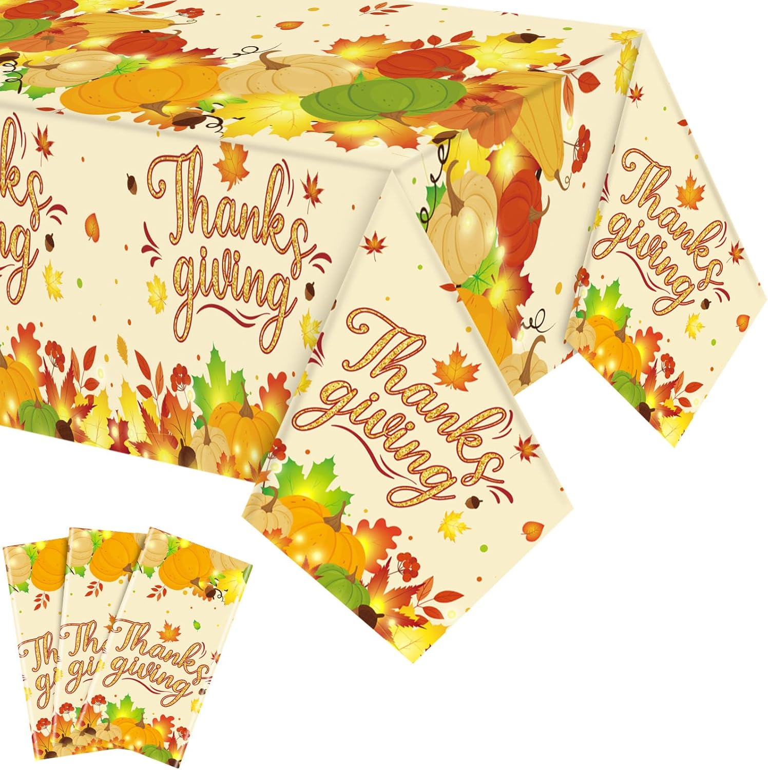 Amazon.com: Newwiee 3 Pcs Thanksgiving Tablecloths Plastic Fall Maple ...
