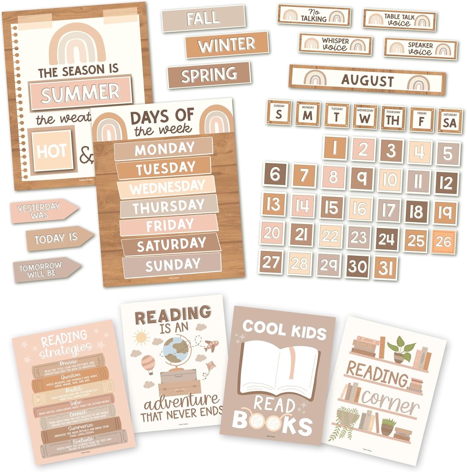 Amazon.com : Hadley Designs 1 Neutral Calendar Set Bulletin Board Sets ...