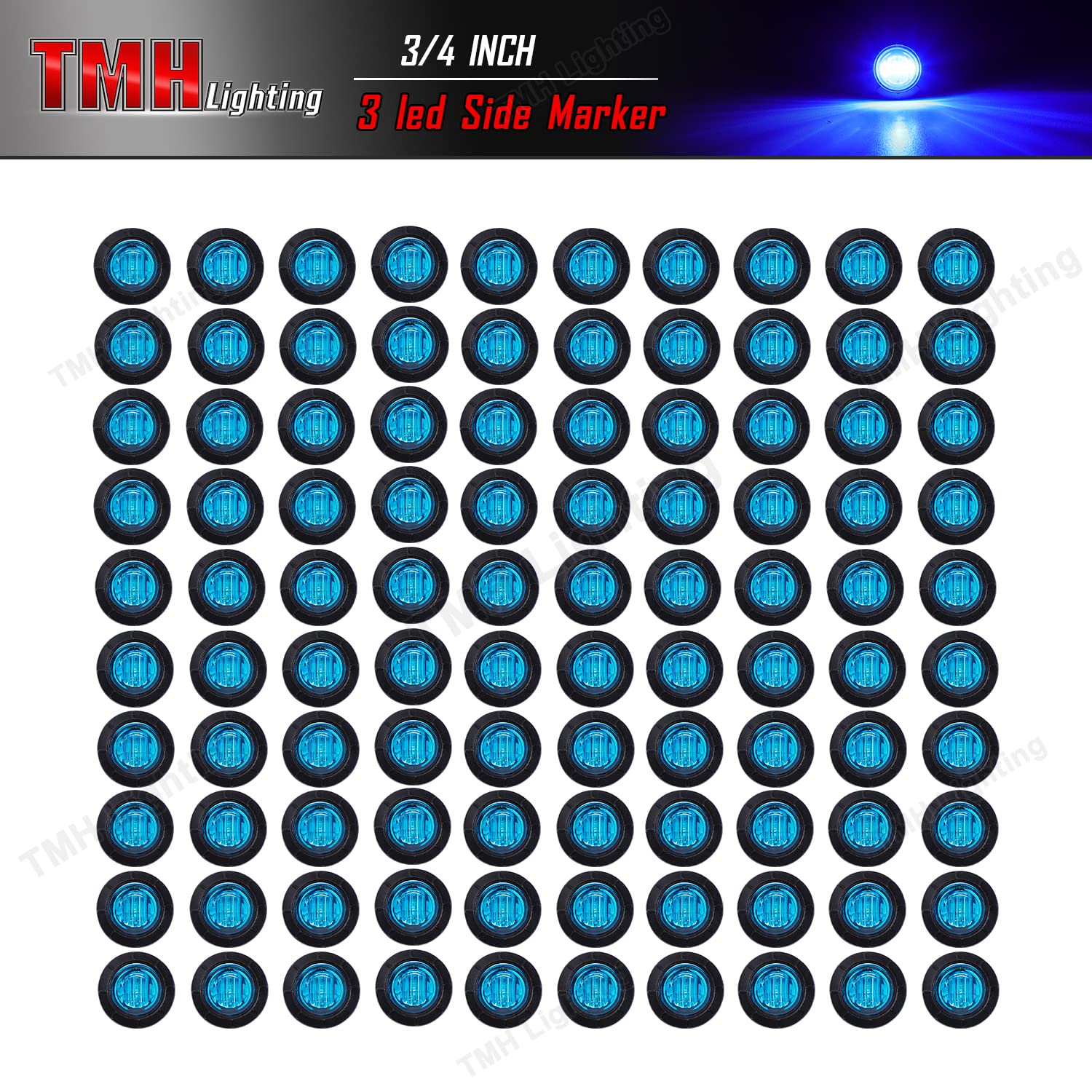 Snapklik.com : TMH 100 Pcs 3/4 Inch Round 3 LED Side Marker Indicator ...