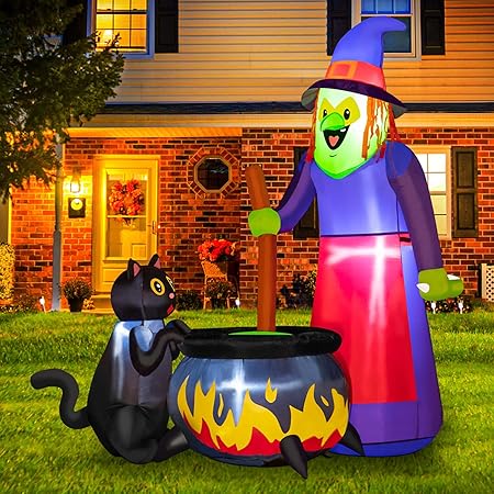 Amazon.com: Joiedomi 6 FT Tall Halloween Inflatable Three Witch Around ...