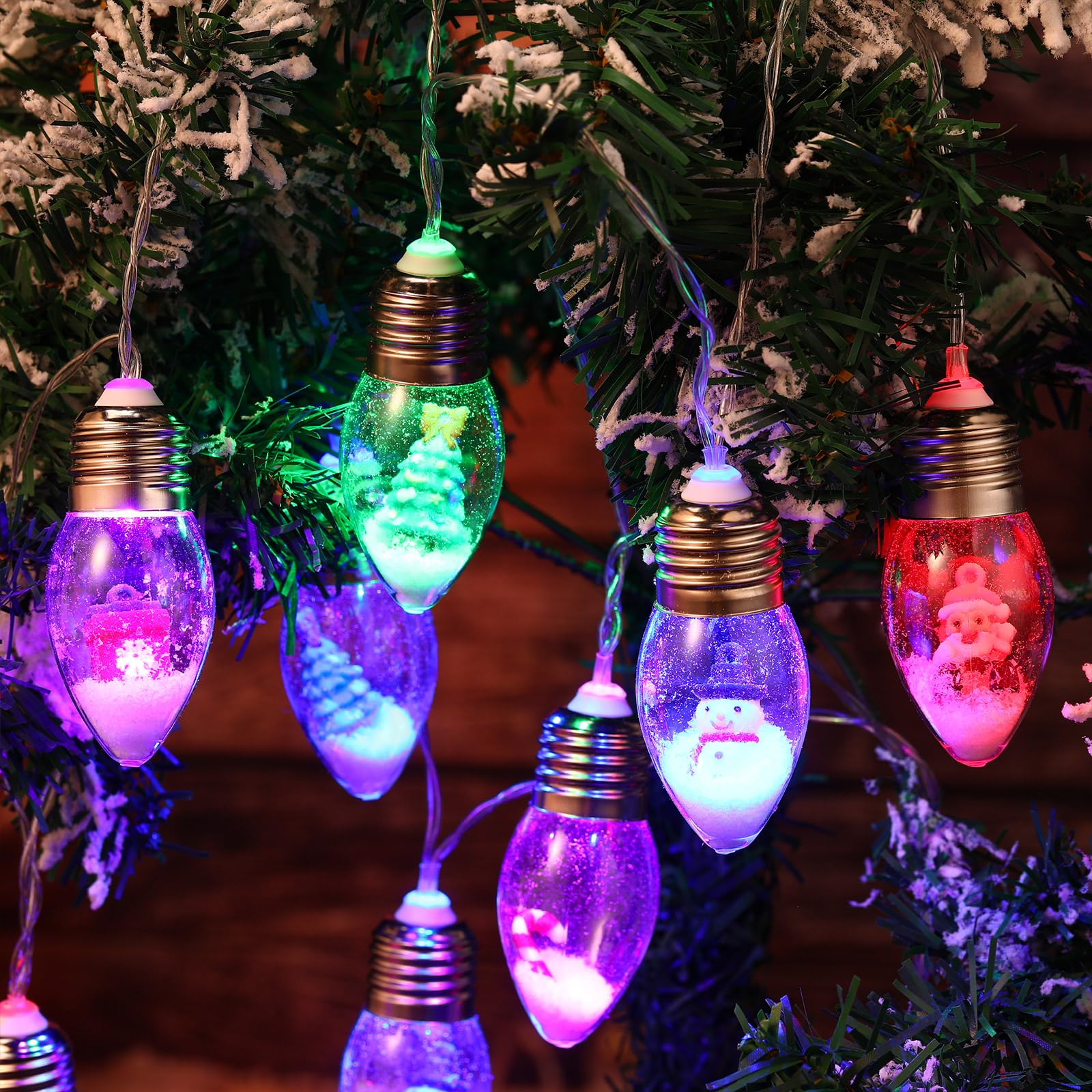 Amazon.com: Aurelema Christmas Snow Globe Bulb String Lights 6.5ft 10 ...