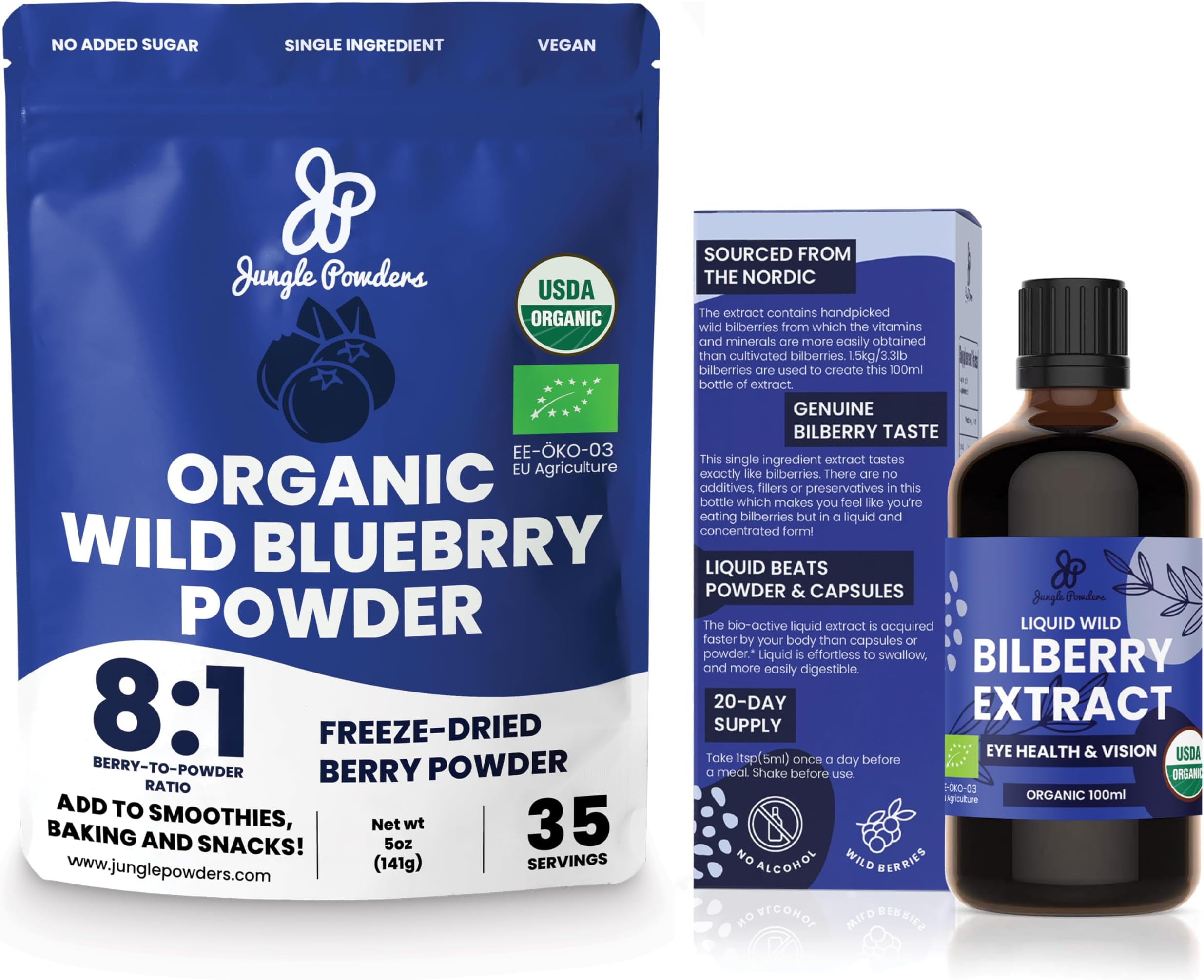 Amazon.com: Jungle Powders Wild Blueberry Powder Organic Wild Bilberry ...