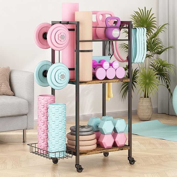 Amazon.com: Wisdom Star Yoga Mat Storage Rack, Gym Workout Equipment ...