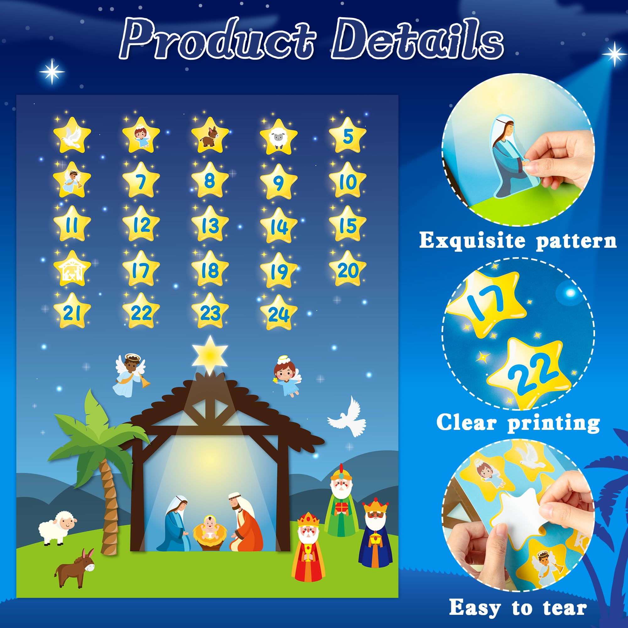 WATINC Christmas Nativity Advent Calendar Games Jesus Birth Countdown ...