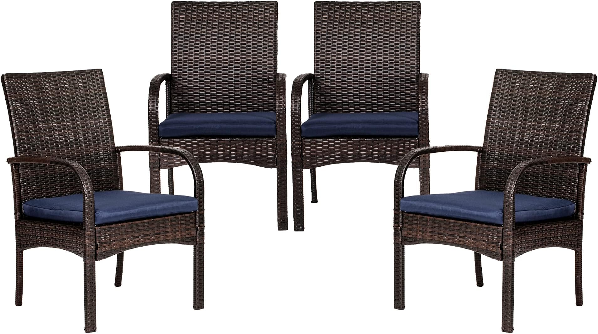 Amazon.com: Outsunny 2 Piece PE Rattan Outdoor Dining Chairs with ...