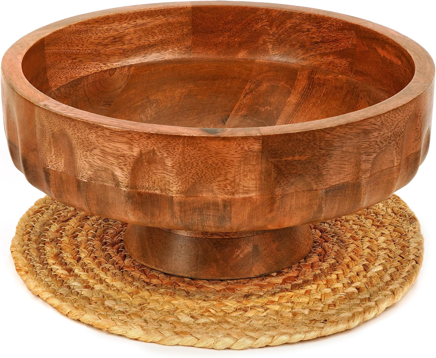 Amazon.com: The Fine Living Co. Wooden Fruit Bowl, Large Serving ...