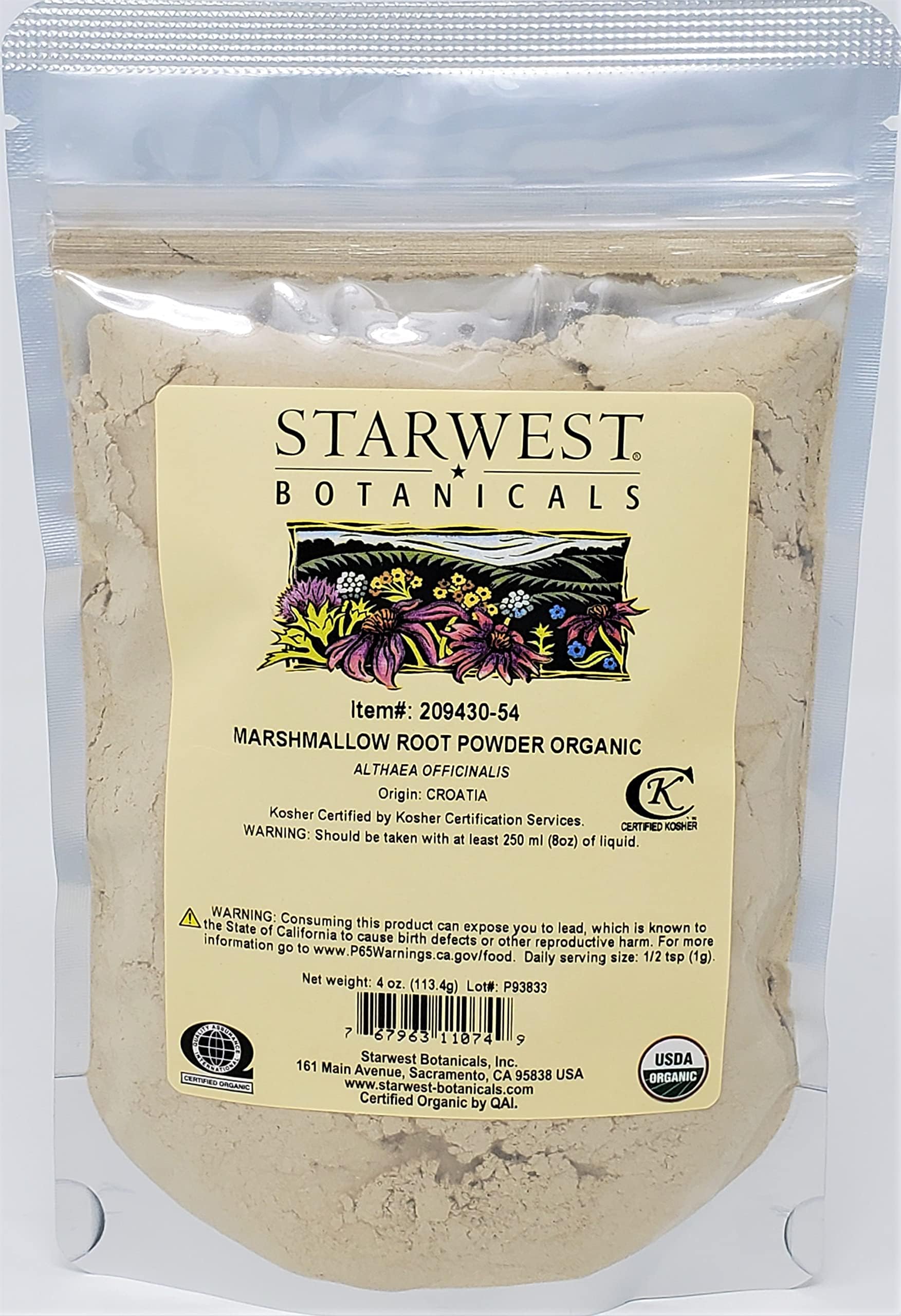 Amazon.com: Marshmallow Root Pwd Organic - Althaea officinalis, 4 Oz ...