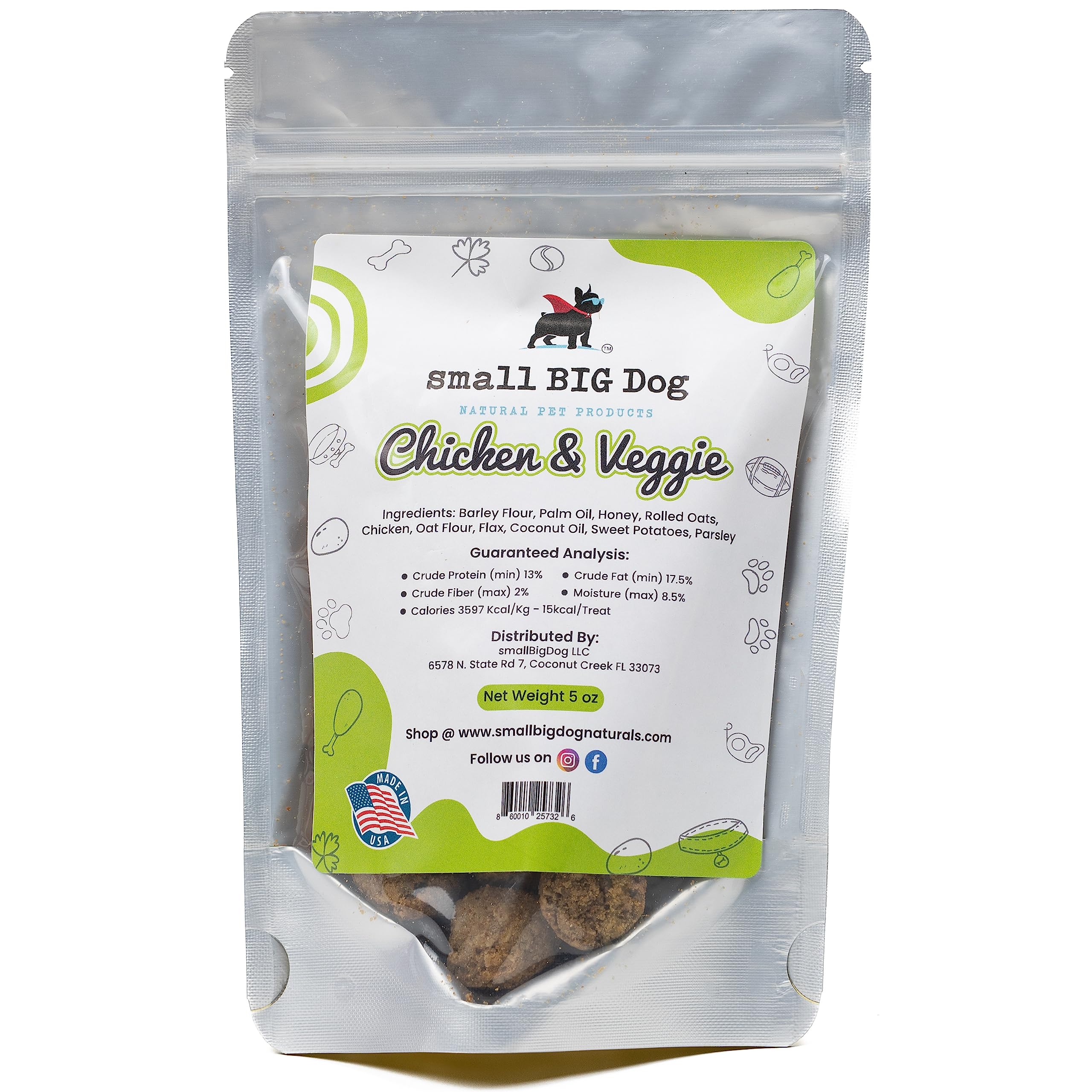 Amazon.com : Small Big Dog Chicken & Veggie Treats, Soft, 5 oz., Wheat ...