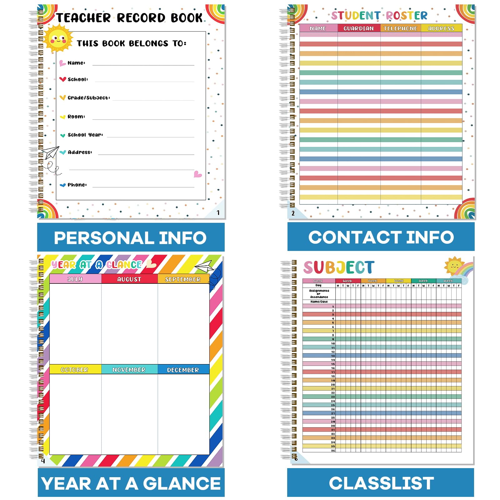 Snapklik.com : Rainbow Record Book Color Teacher Record Book Rainbow ...