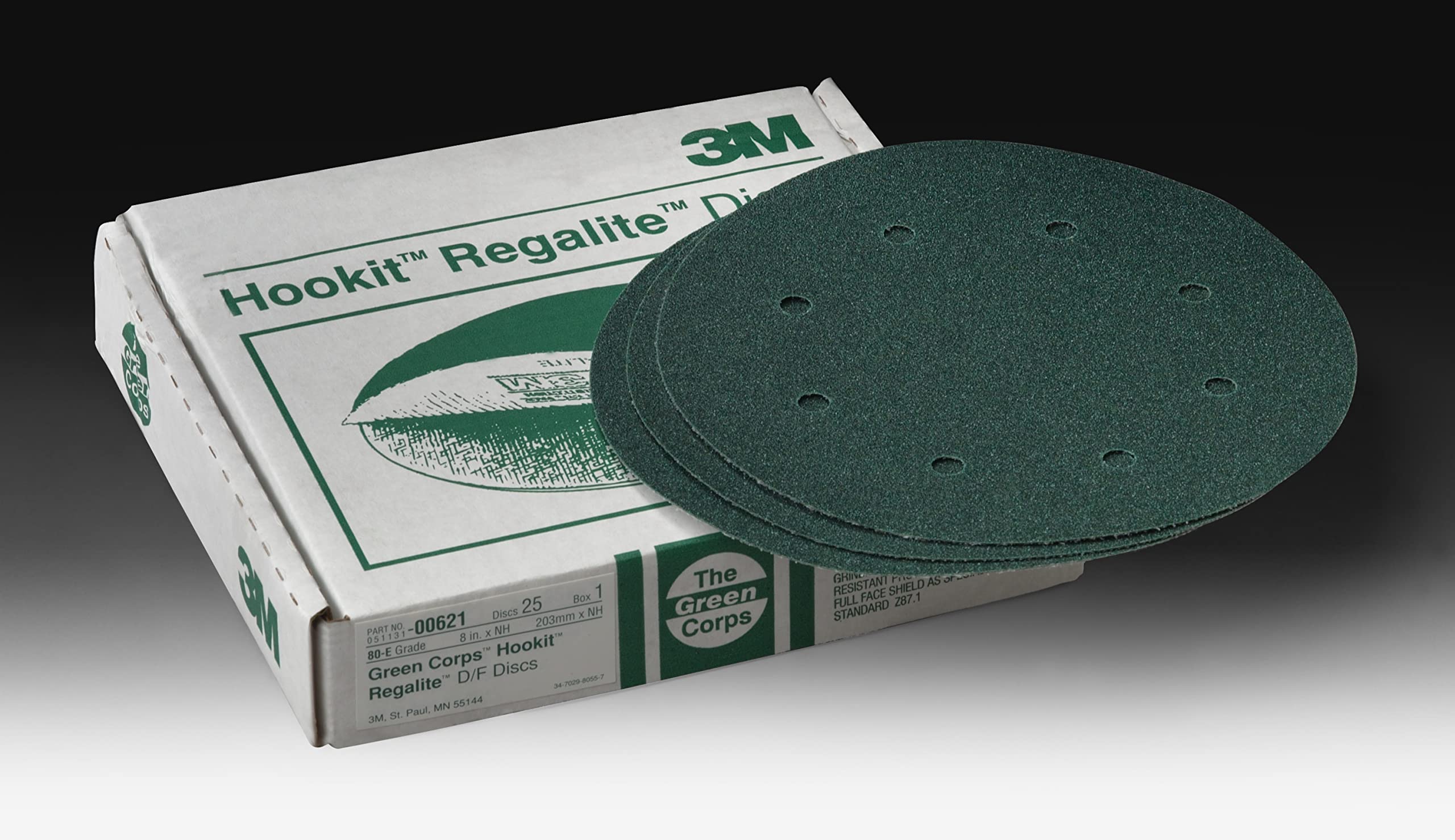Amazon.com: 3M Green Corps Hookit Sanding Discs, Dust Free, 00621, 8 in ...