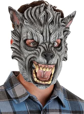Amazon.com: Fun Costumes Adult Grey Wolf Mask | Realistic Full-Face ...