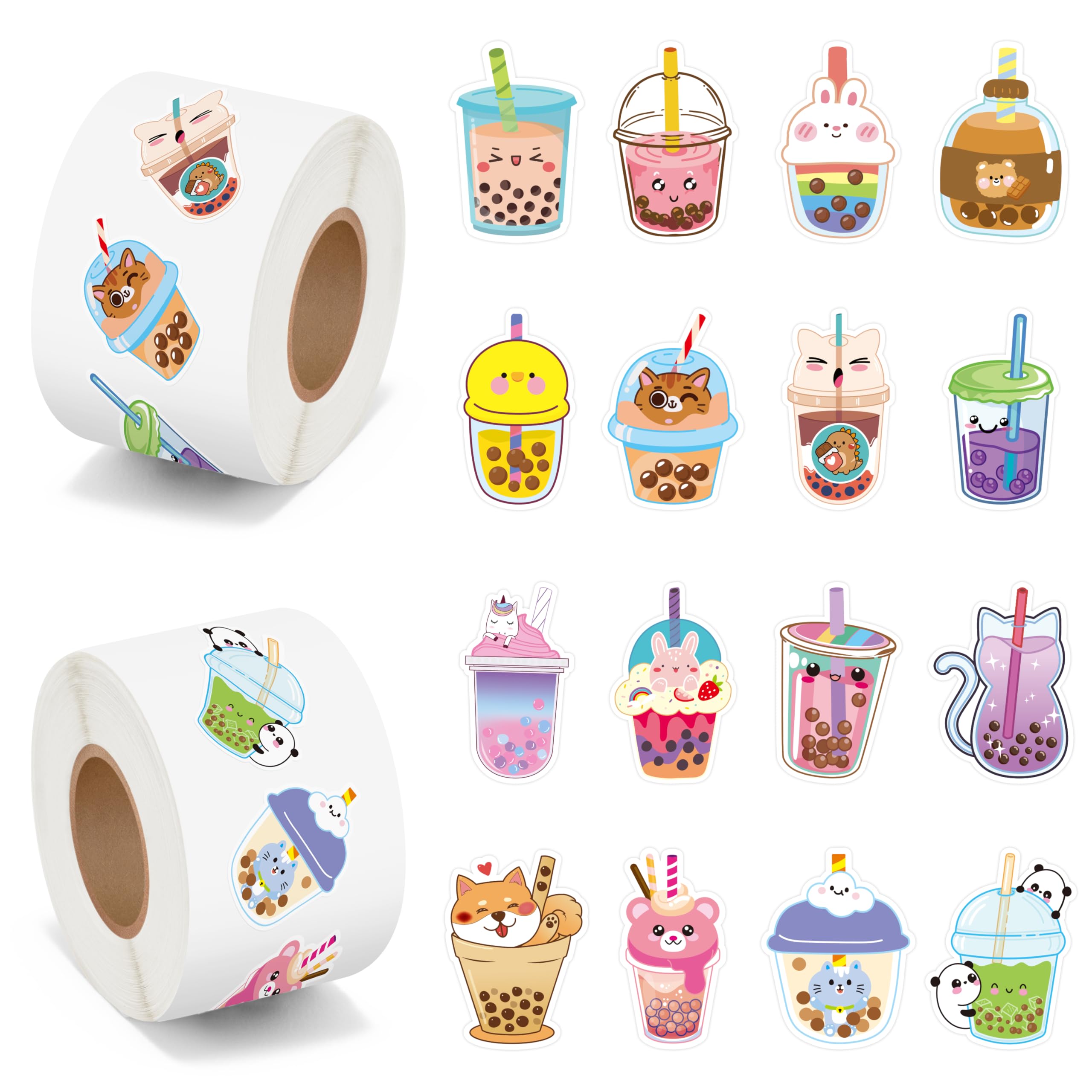 Amazon.com: BeYumi Bubble Tea Sticker Roll - 1000Pcs Boba Stickers in 2 ...