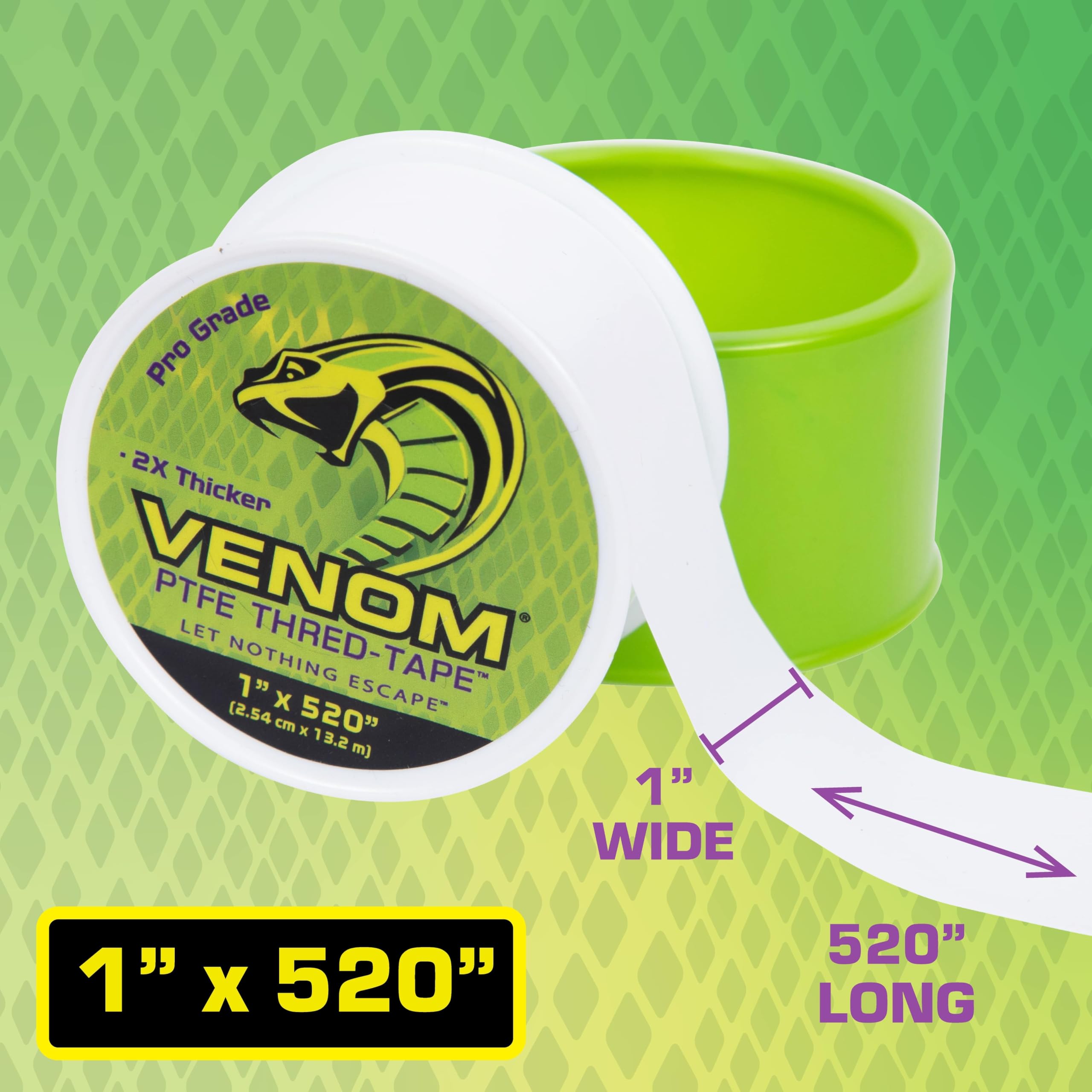 Snapklik.com : Venom PTFE Thred-Tape, 1" Width X 520" Length, Universal ...