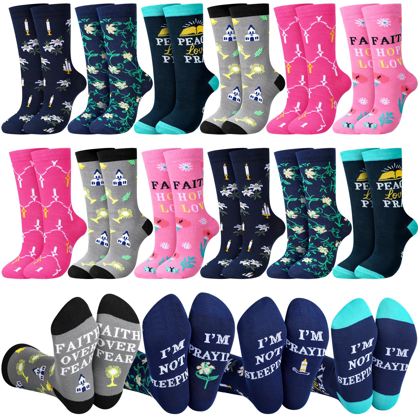 Amazon.com: Toulite 12 Pairs Christian Socks for Women Religious Gift ...