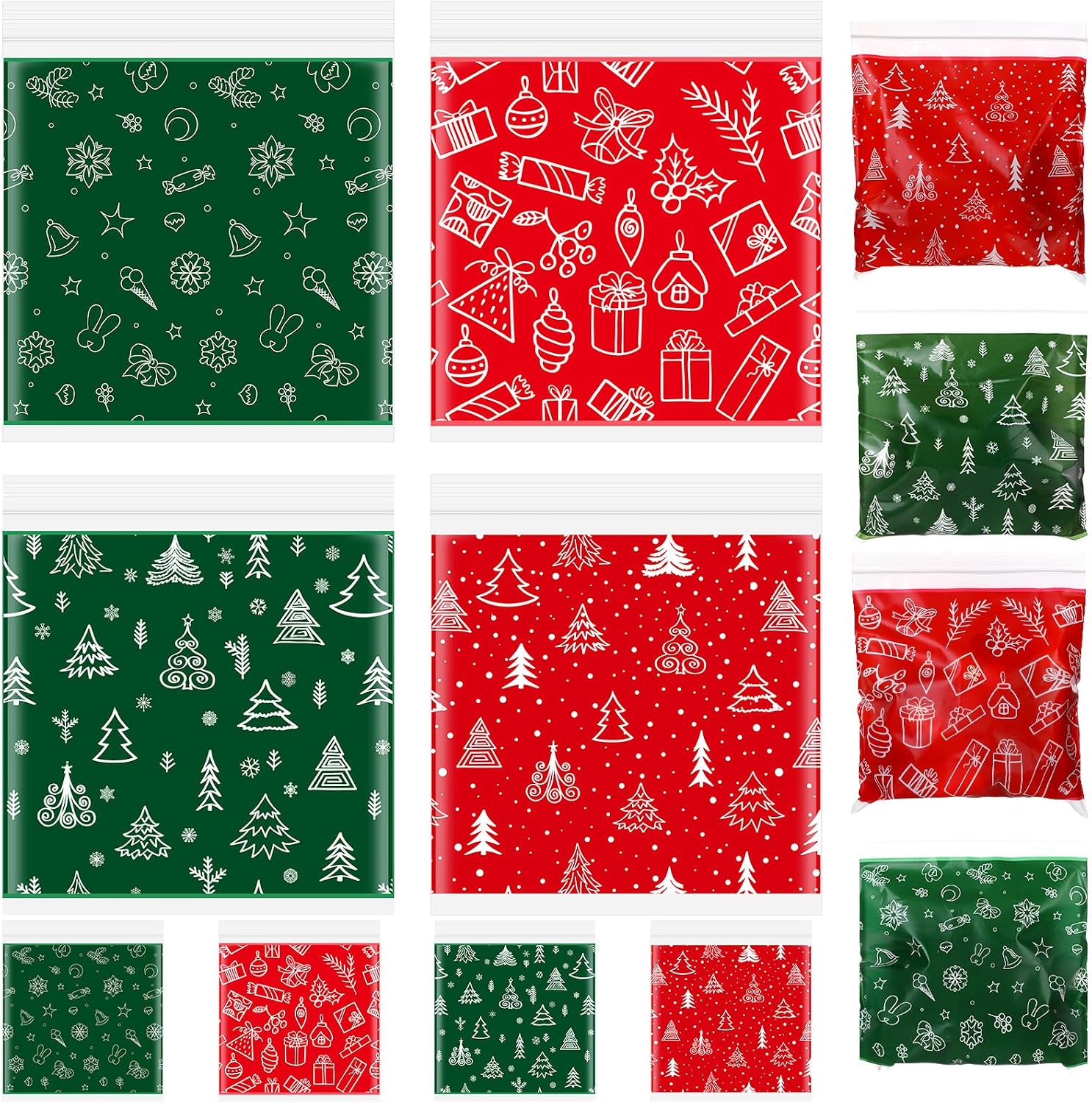 Amazon.com: Roshtia 300 Count Resealable Christmas Bags with Zipper ...