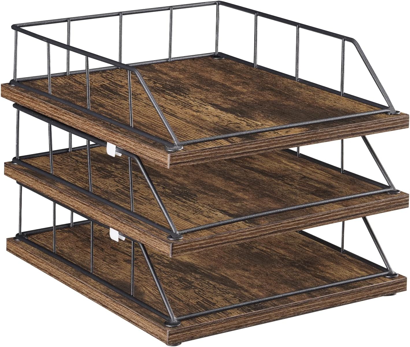 Amazon.com: MyGif Vintage Gray Solid Wood Desktop Stackable Letter Tray ...