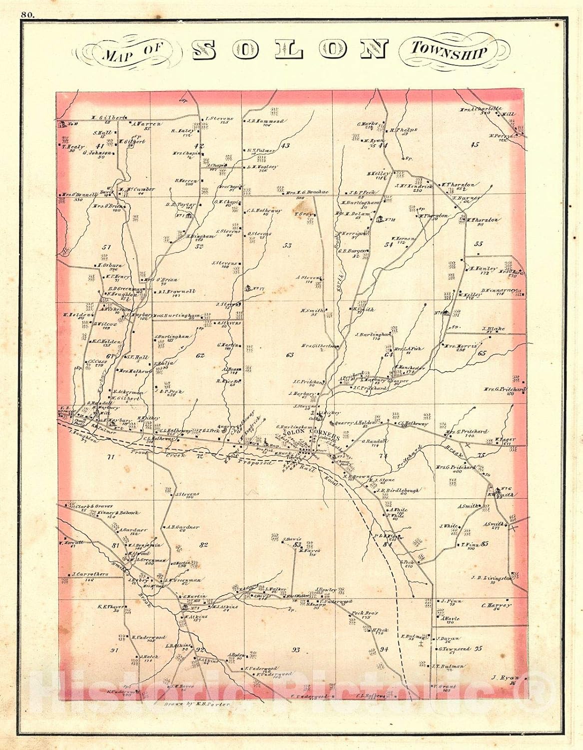 Amazon.com: Historic Map - 1876 Map of Solon Township - Vintage Wall ...