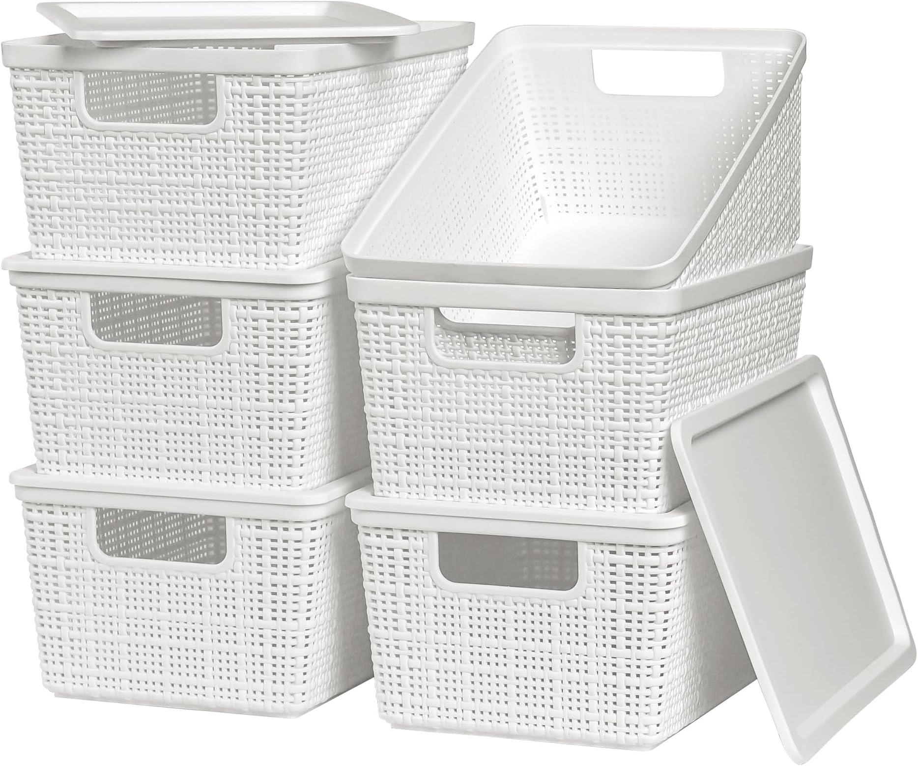 Amazon.com: DEAYOU 9 Pack Plastic Storage Basket, Small Pantry ...